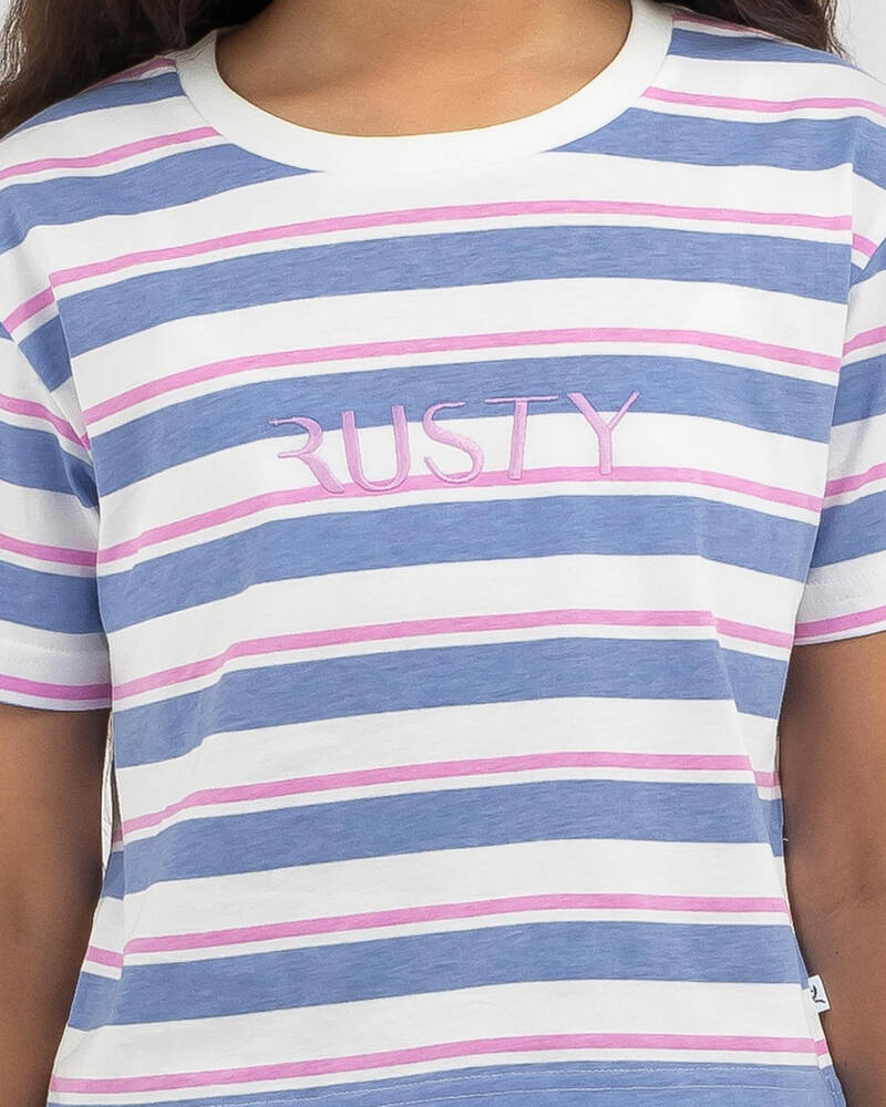 Rusty Girls' Camila Stripe T-Shirt In Periwinkle Blue - FREE* Shipping ...