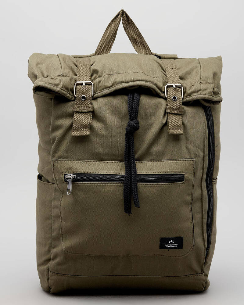 Shop Rusty Sandman Roll-Top Backpack In Dark Army - Fast Shipping ...