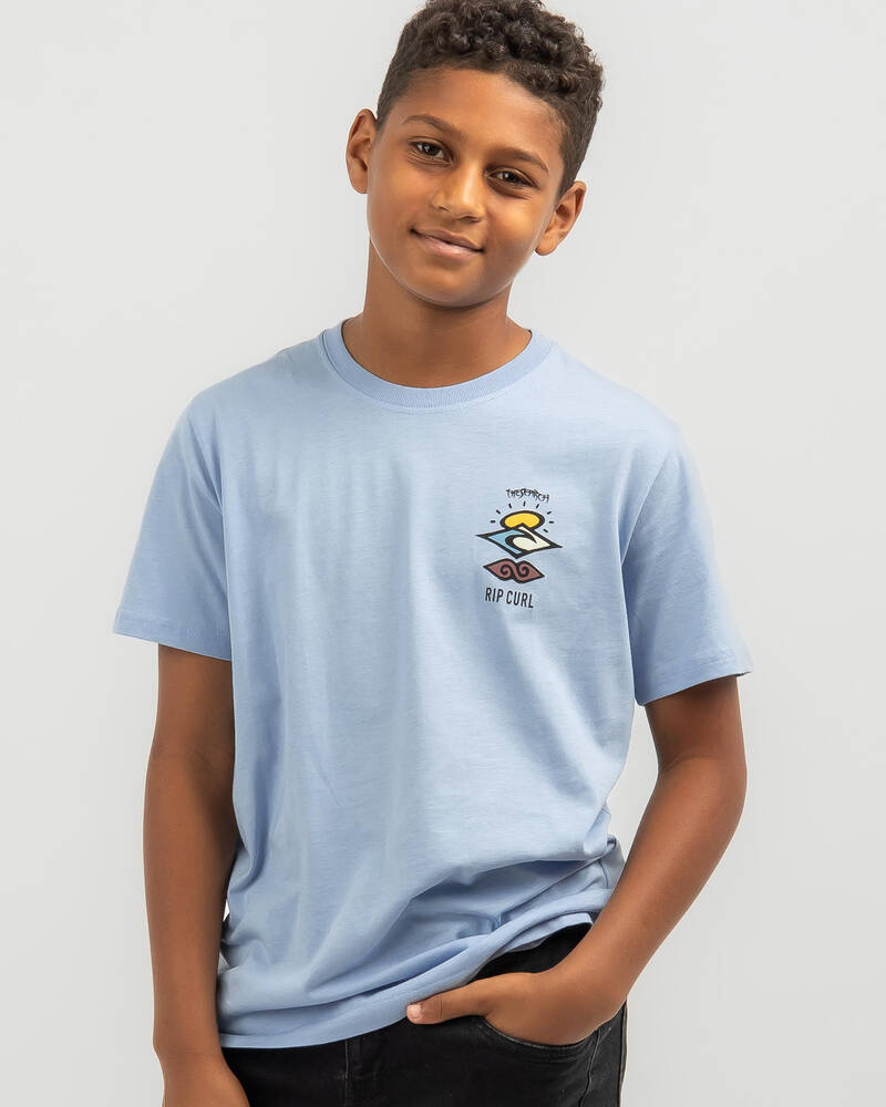 Shop Rip Curl Boys' Search Icon T-Shirt In Cool Blue - Fast Shipping ...