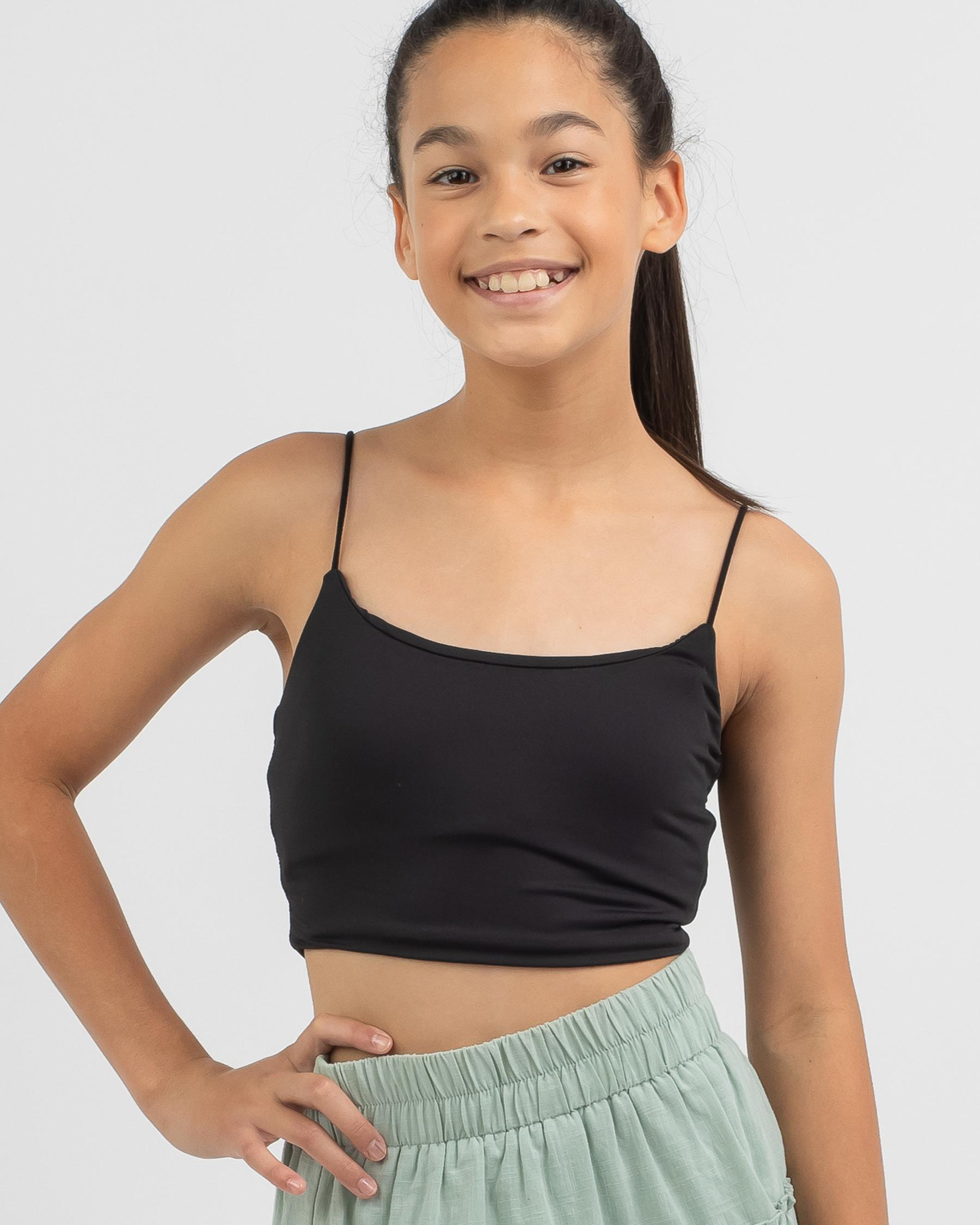 Shop Mooloola Girls' Basic Crop Top In Black - Fast Shipping & Easy ...