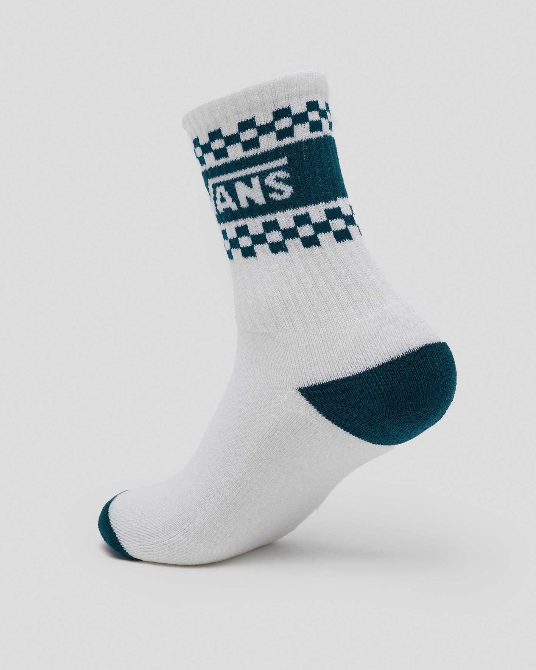 Shop Vans Girl Gang Socks In White/deep Teal - Fast Shipping & Easy ...