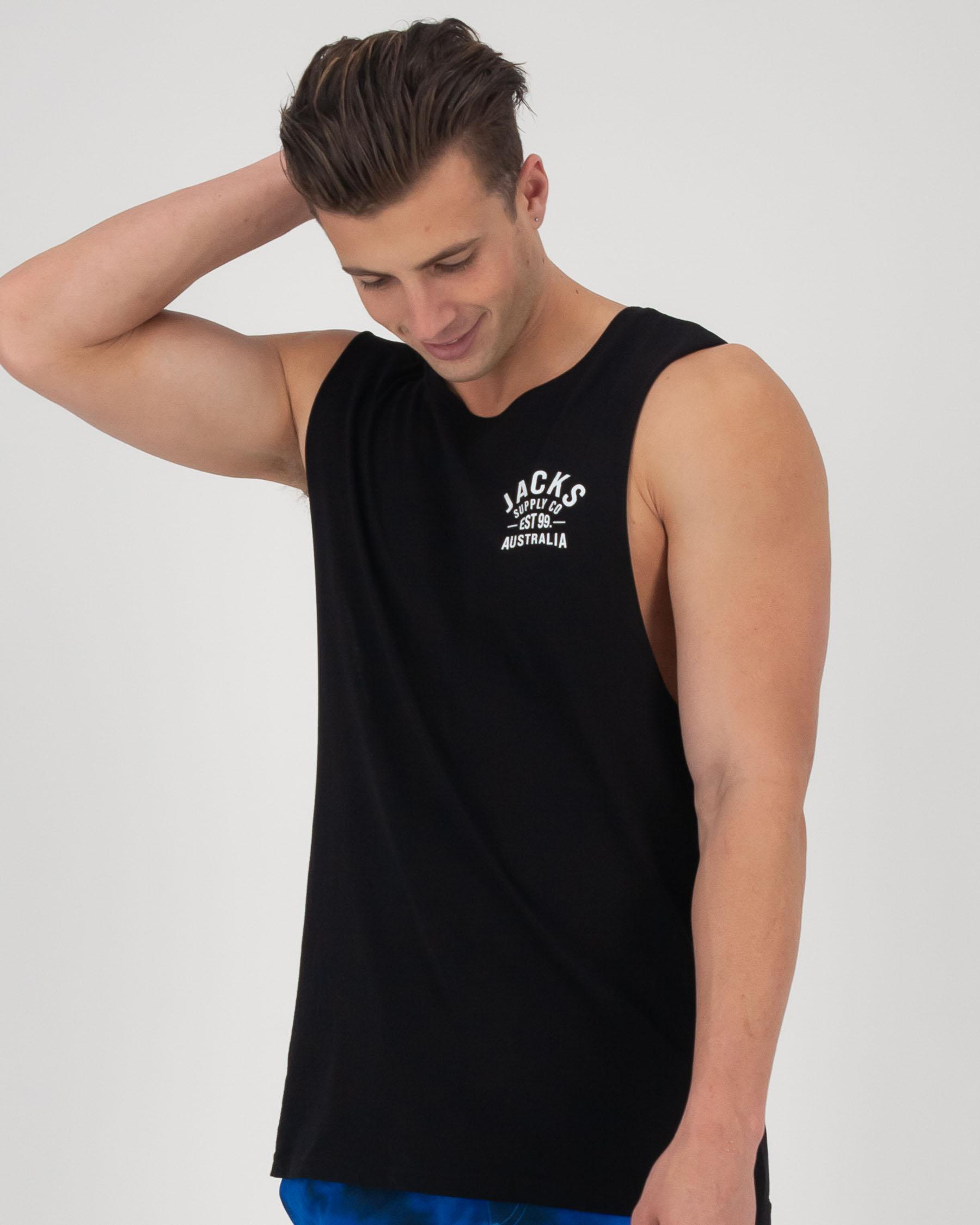 Shop Jacks Shore Muscle Tank In Black - Fast Shipping & Easy Returns ...