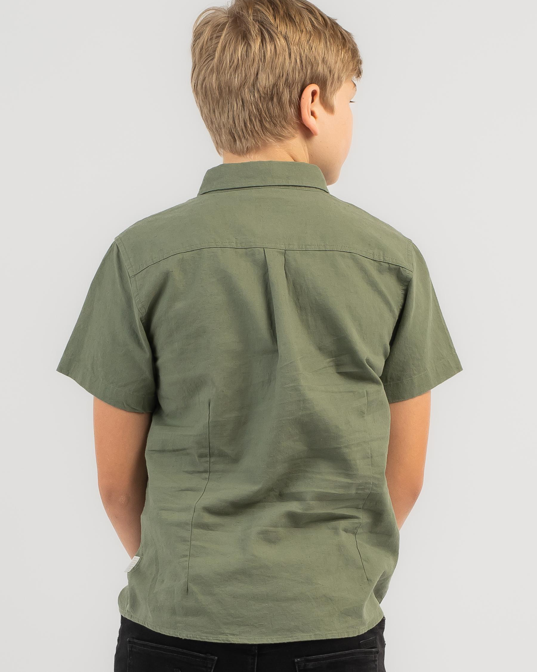 Shop Skylark Boys' Hemp Short Sleeve Shirt In Olive - Fast Shipping ...