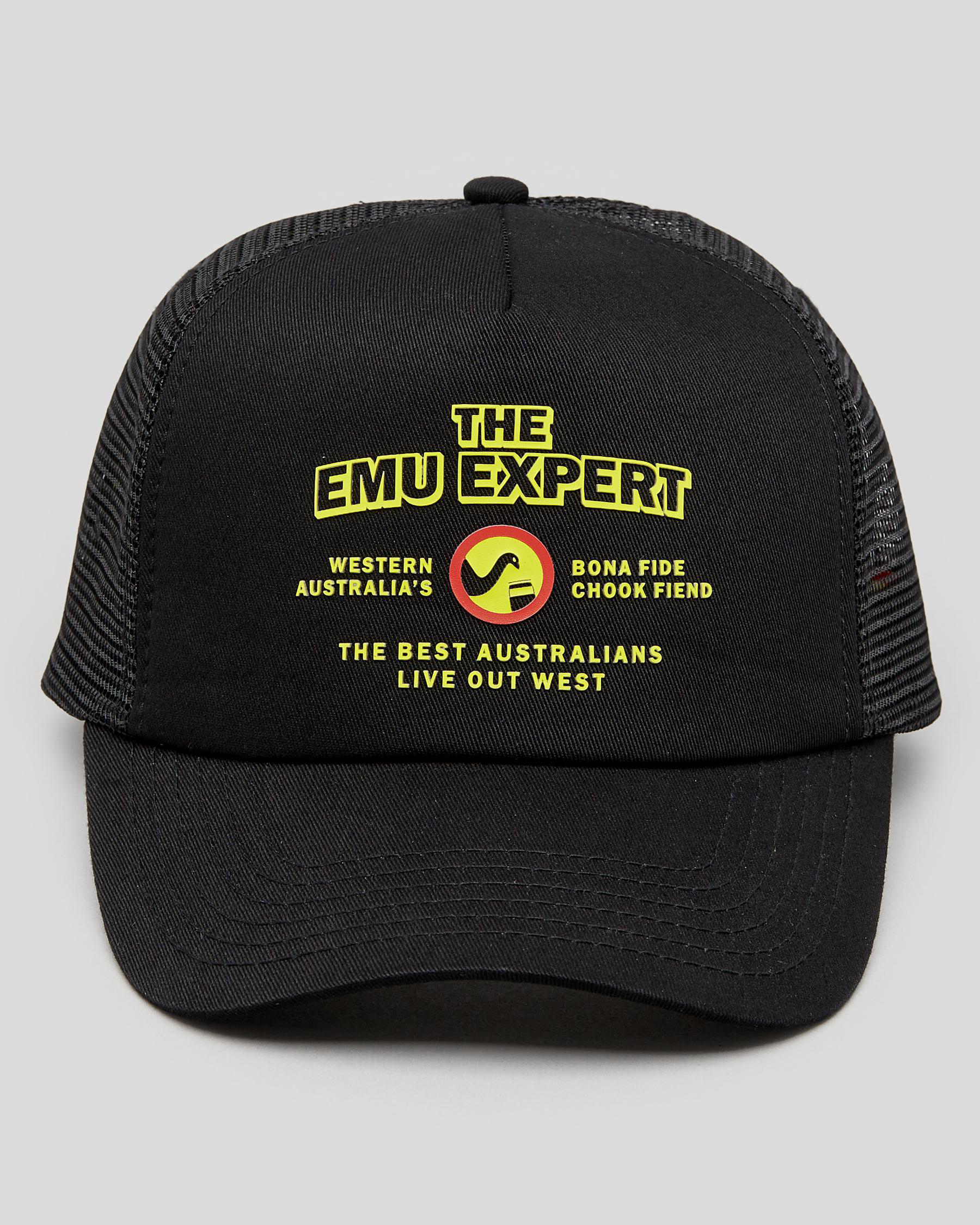 Shop Bush Chook The Expert 2 Trucker Cap In Black - Fast Shipping ...
