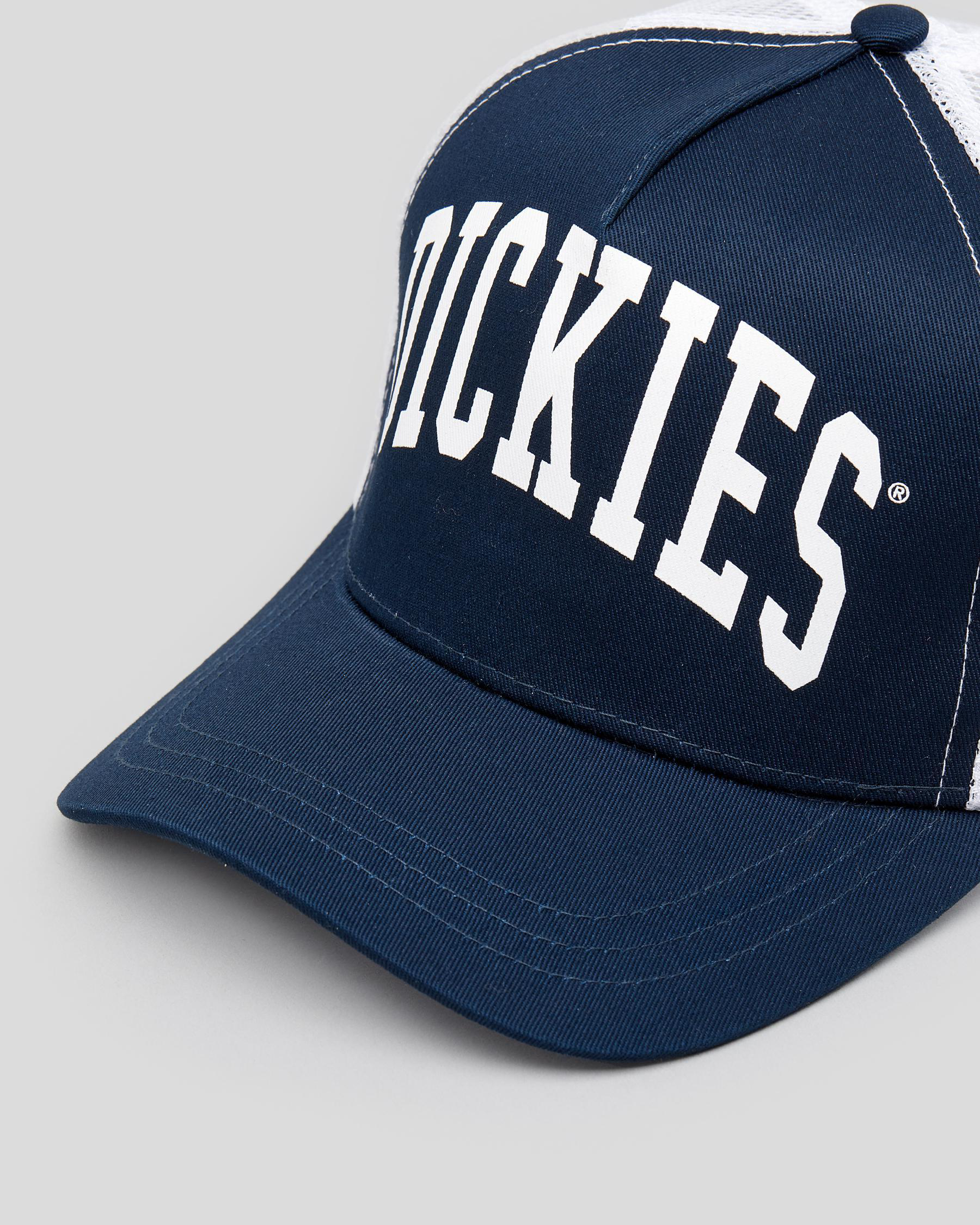 Shop Dickies Lockhart Curved Peak Trucker Cap In Navy - Fast Shipping ...