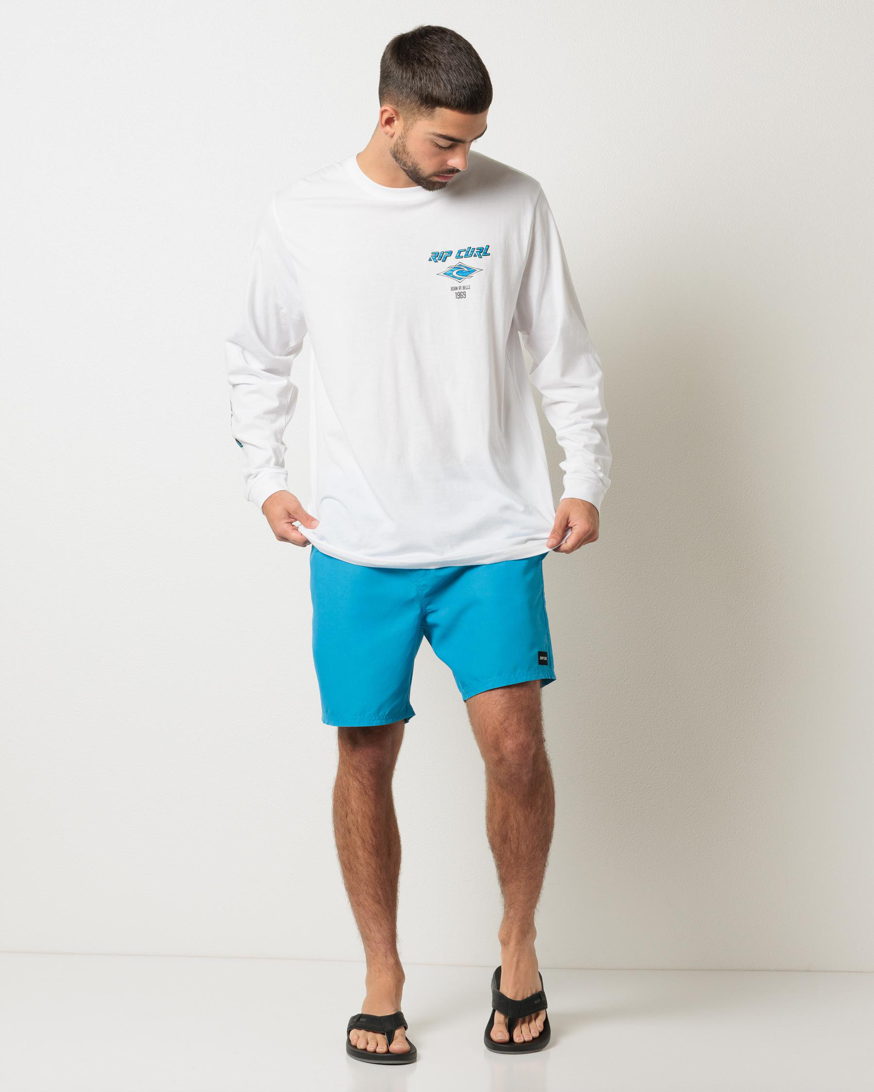 Shop Rip Curl Fade Out Icon Long Sleeve T-Shirt In White - Fast ...