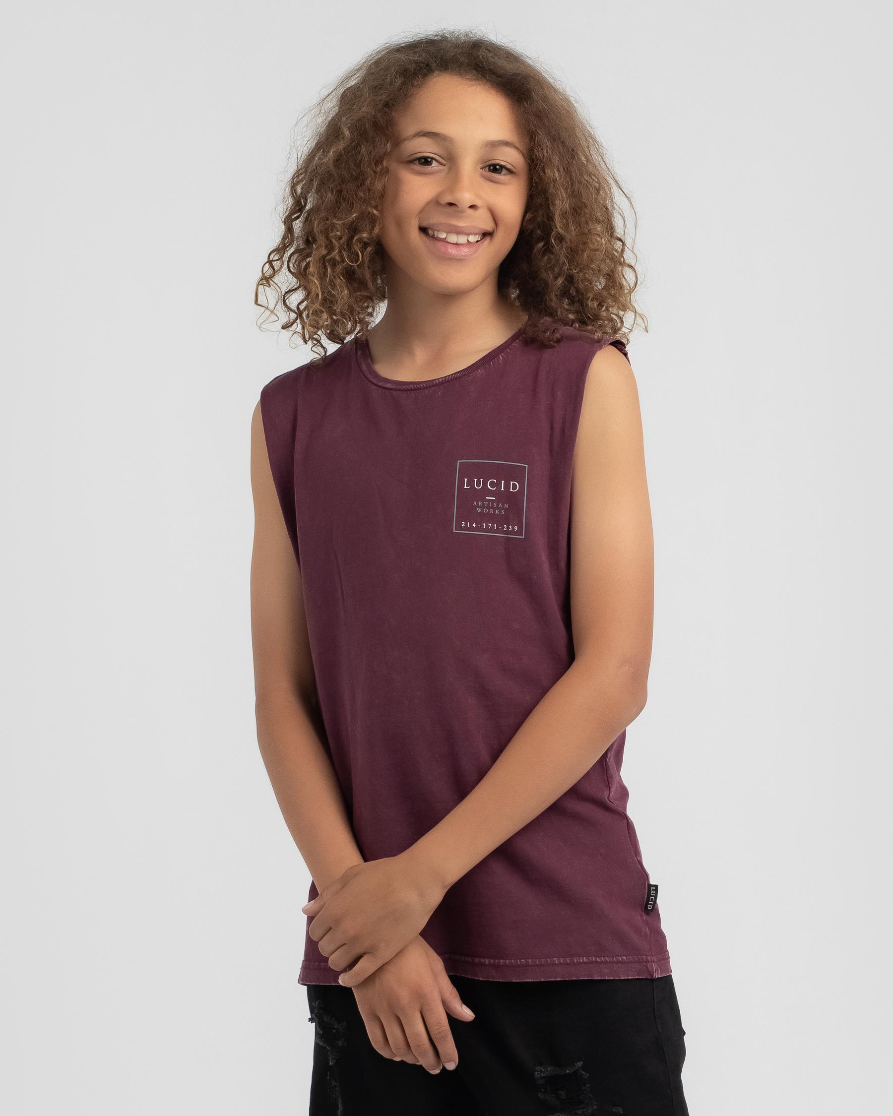Shop Lucid Boys' Translucent Muscle Tank In Port Acid - Fast Shipping ...