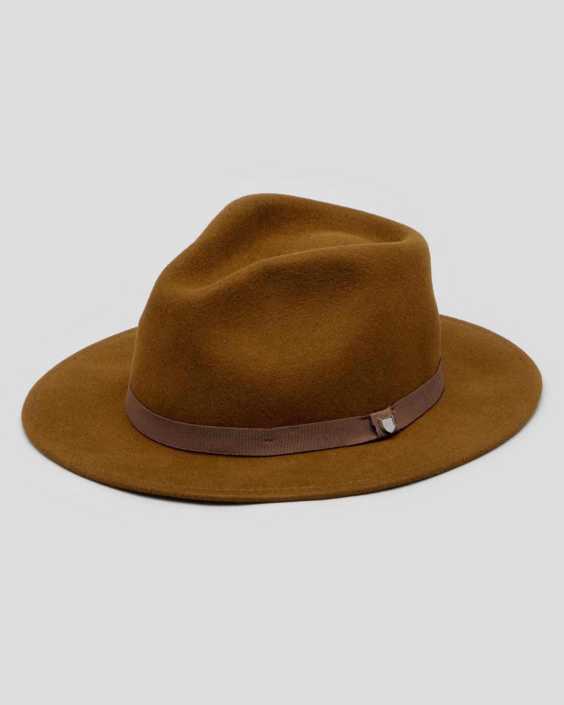 Shop Brixton Messer Packable Fedora In Coffee - Fast Shipping & Easy ...