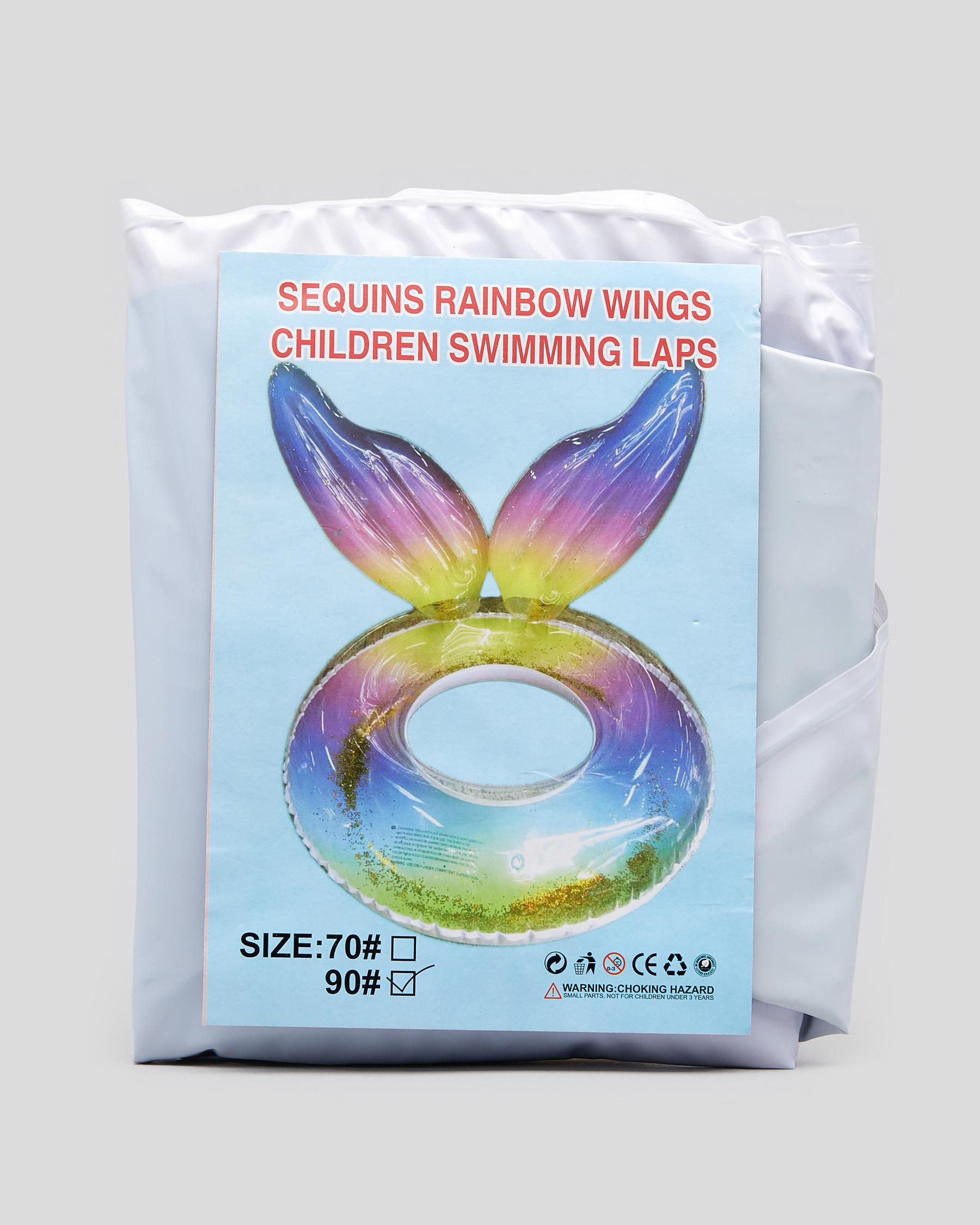 Shop Get It Now Glitter Rainbow Wing Inflatable Ring In Rainbow - Fast ...
