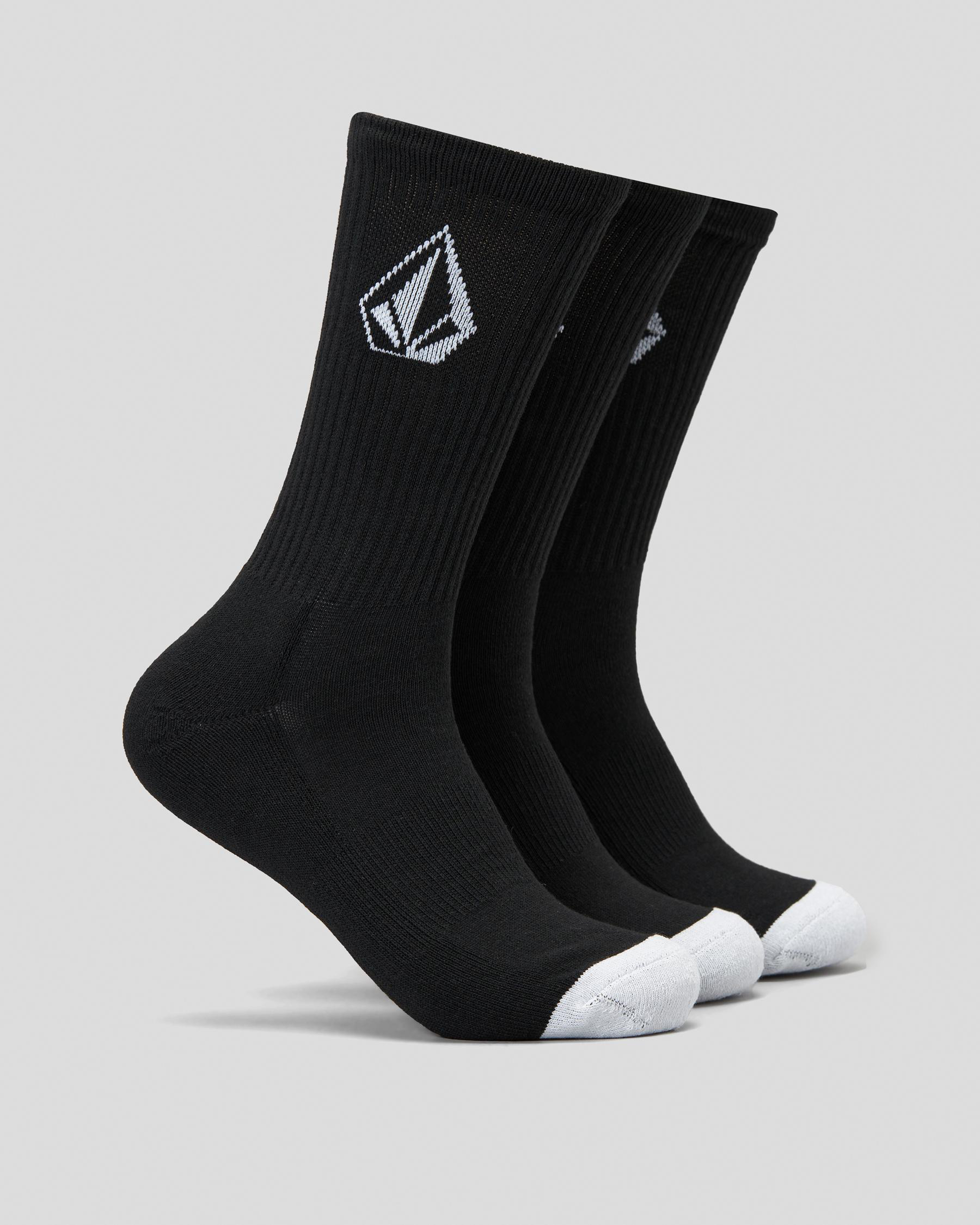 Volcom Full Stone Recycled Crew Socks 3 Pack In Black | City Beach ...