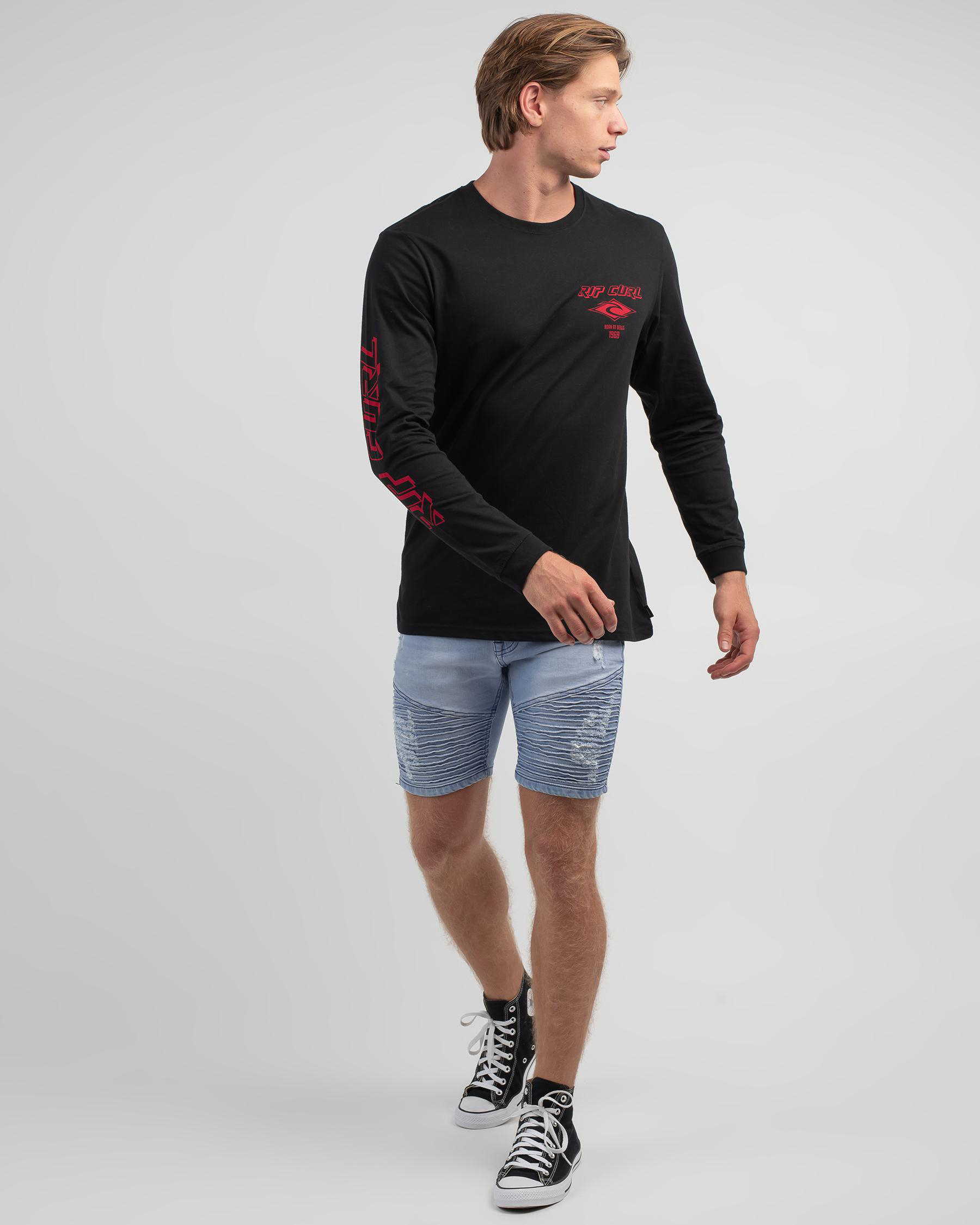 Shop Rip Curl Fade Out Icon Long Sleeve T-Shirt In Black - Fast ...
