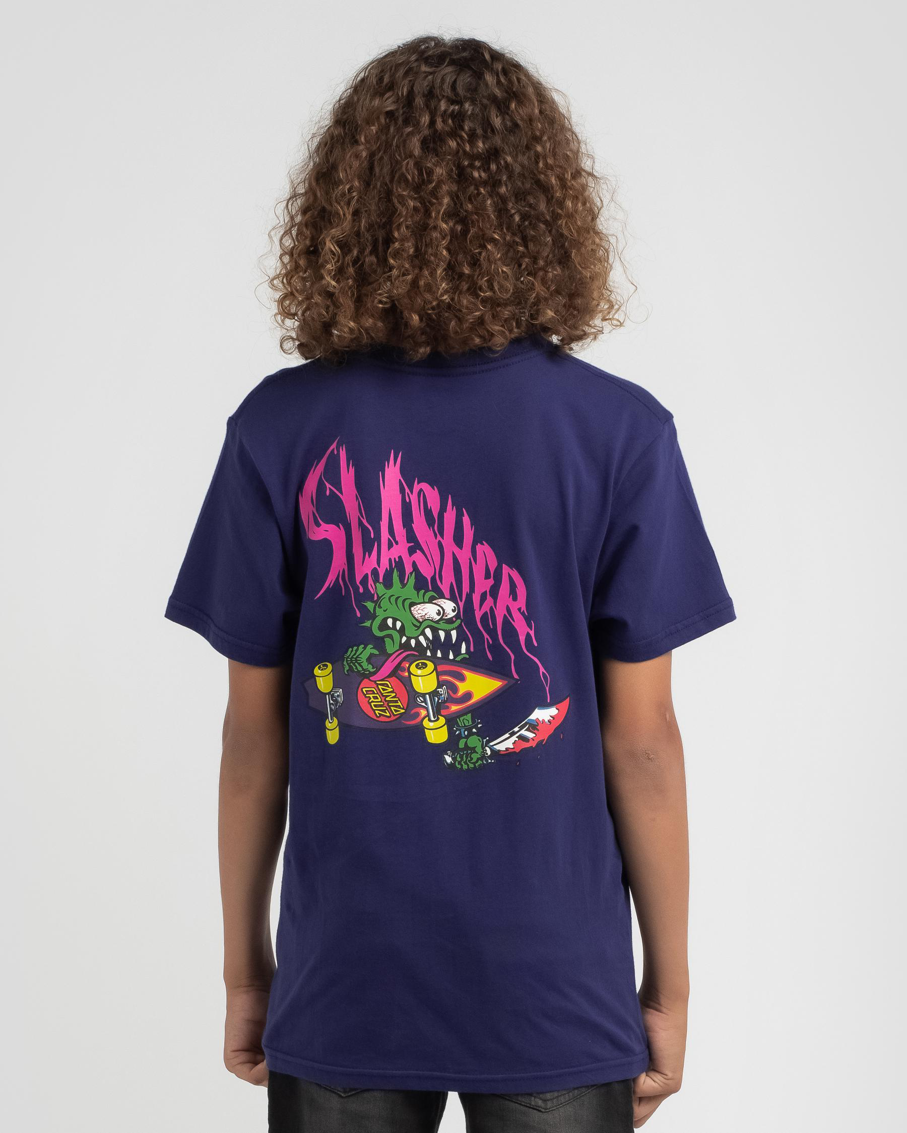 Shop Santa Cruz Boys' OG Slasher T-Shirt In Navy - Fast Shipping & Easy ...