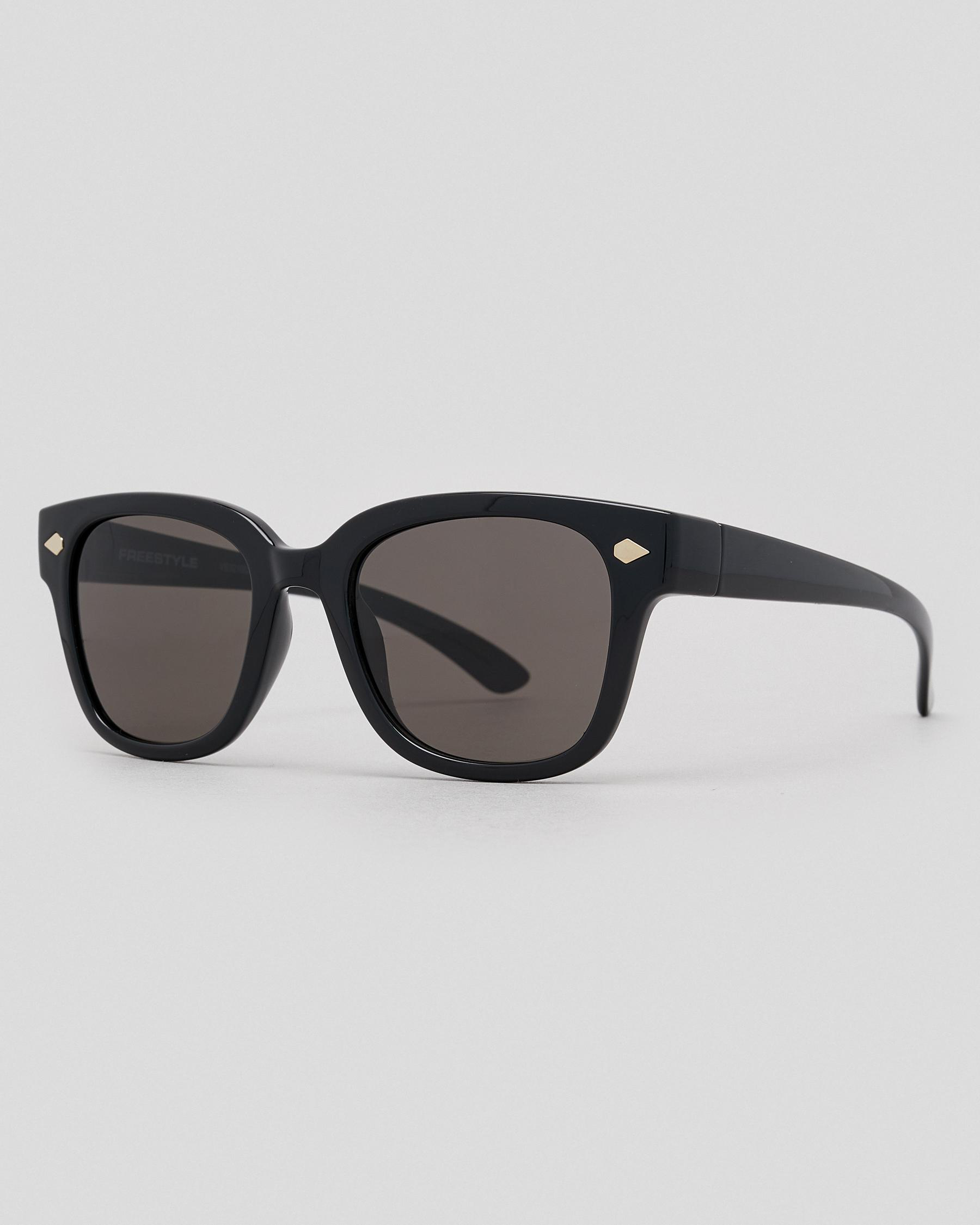 Shop Volcom Freestyle Sunglasses In Gloss Black/gray - Fast Shipping ...