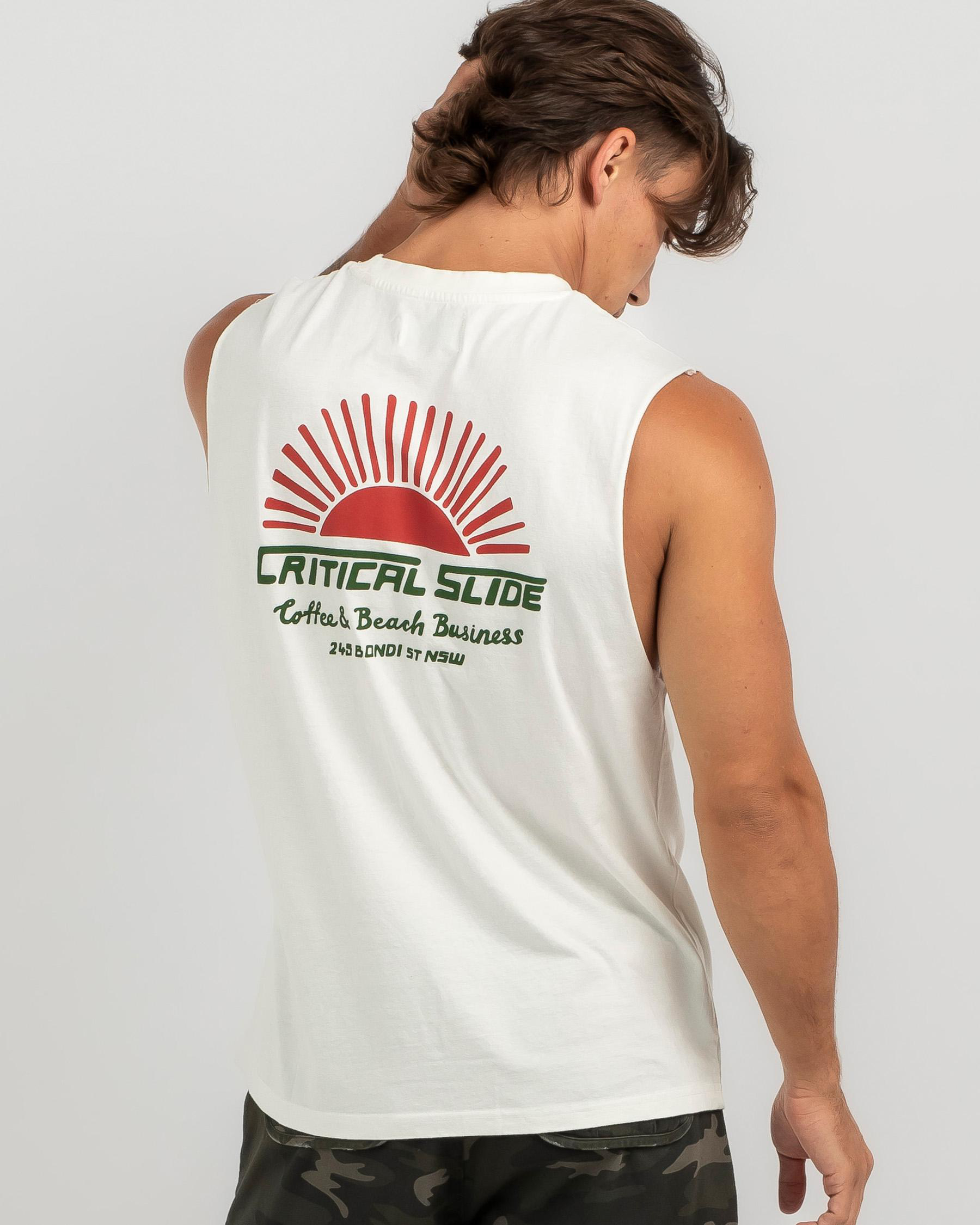 Shop The Critical Slide Society Rising Sun Muscle Tank In Vintage White - Fast Shipping & Easy ...