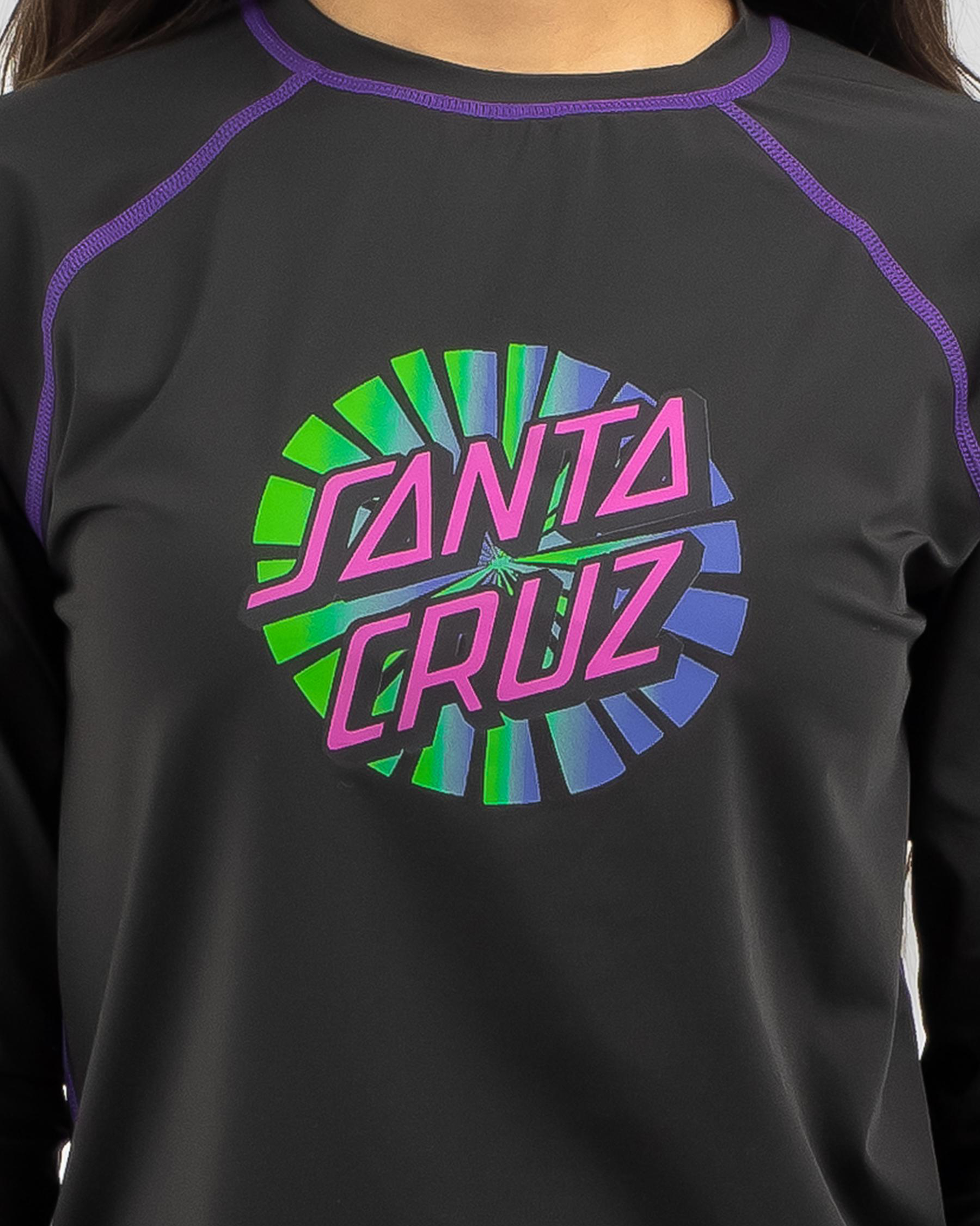 Shop Santa Cruz Girls' Rays Long Sleeve Rash Vest In Black - Fast ...