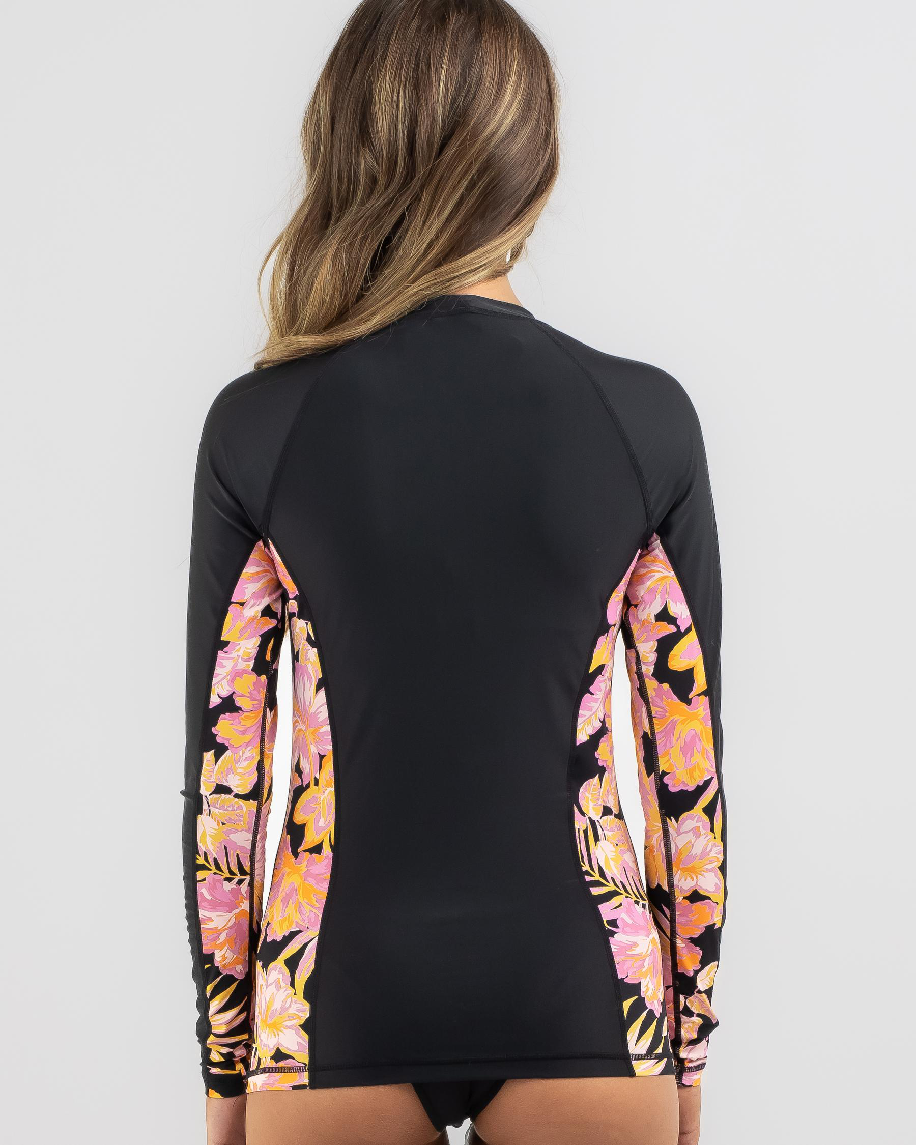 Shop Billabong Copacabana Reef Break Long Sleeve Rash Vest In Black ...