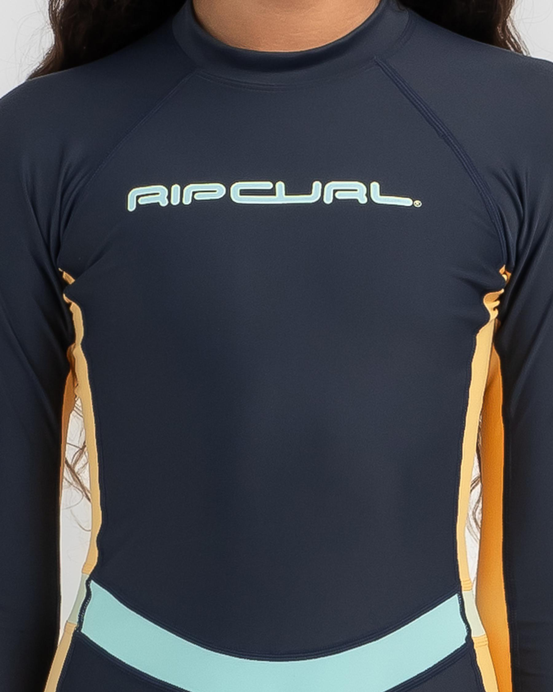 Shop Rip Curl Girls' Block Party Long Sleeve Surfsuit In Navy - Fast ...