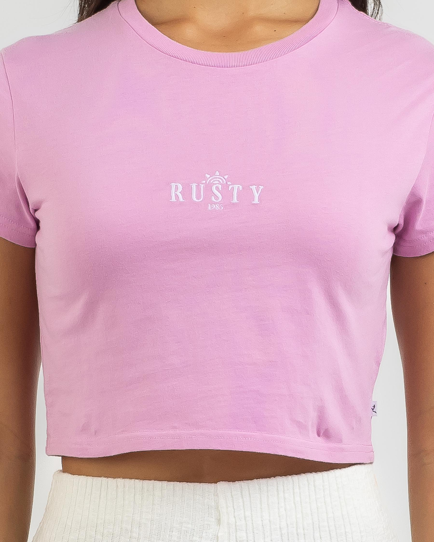 Shop Rusty Sunrise Baby Tee In Violet - Fast Shipping & Easy Returns ...