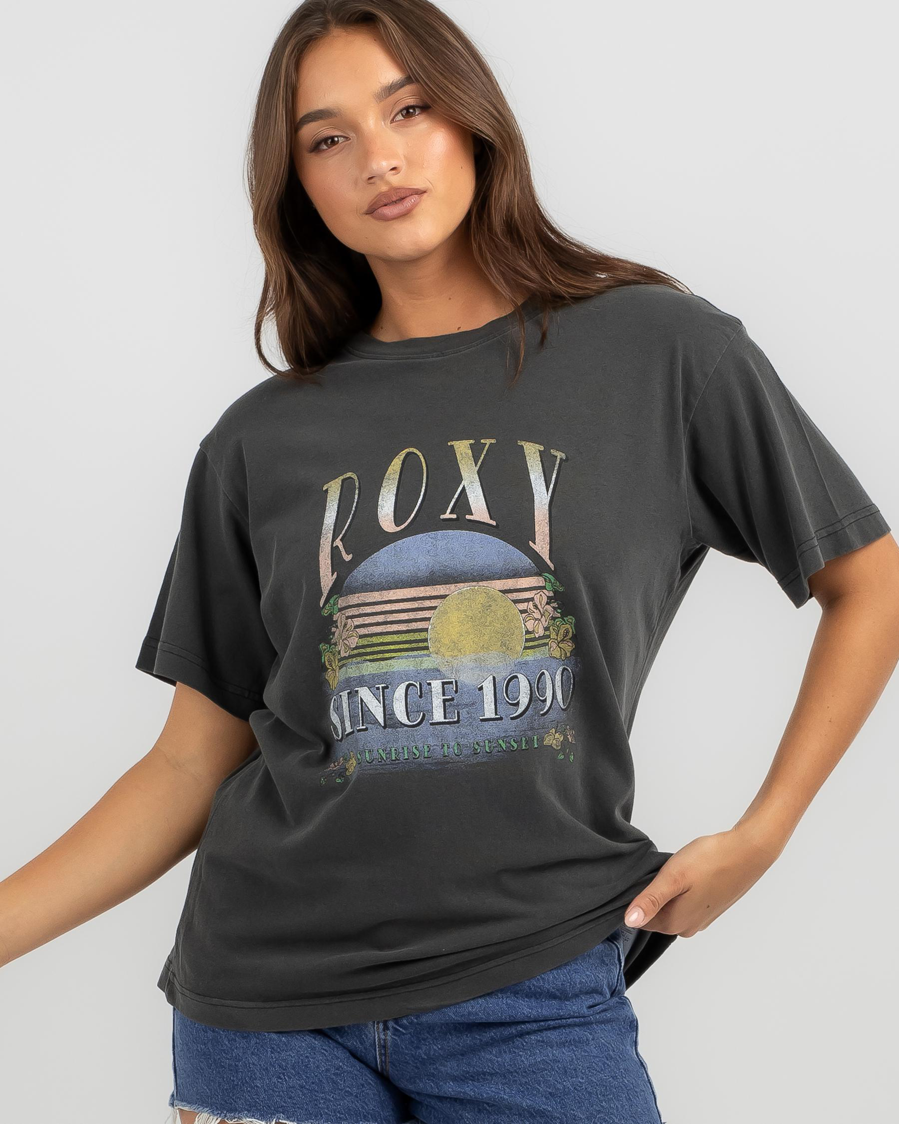 Shop Roxy To The Stars T-Shirt In Anthracite - Fast Shipping & Easy ...