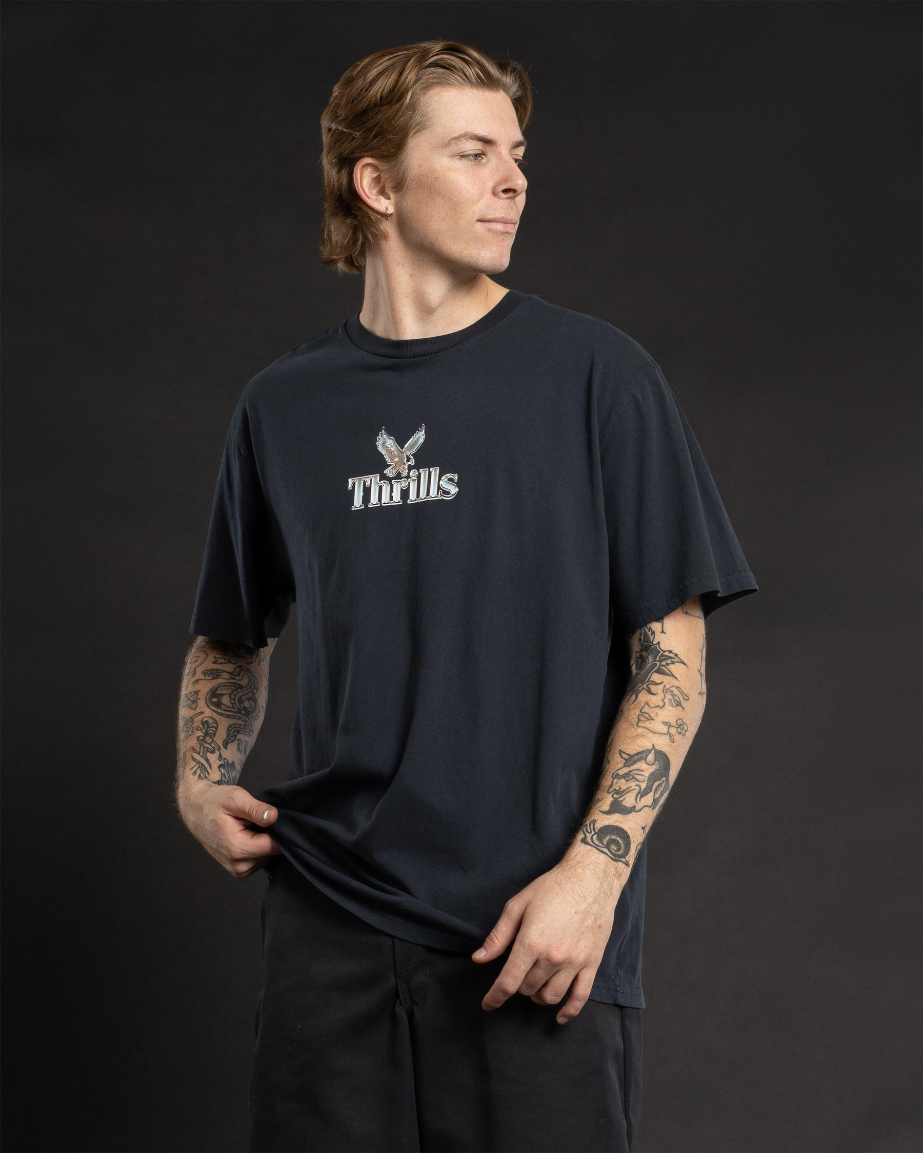Shop Thrills Strength & Glory Merch Fit T-Shirt In Twilight Black ...