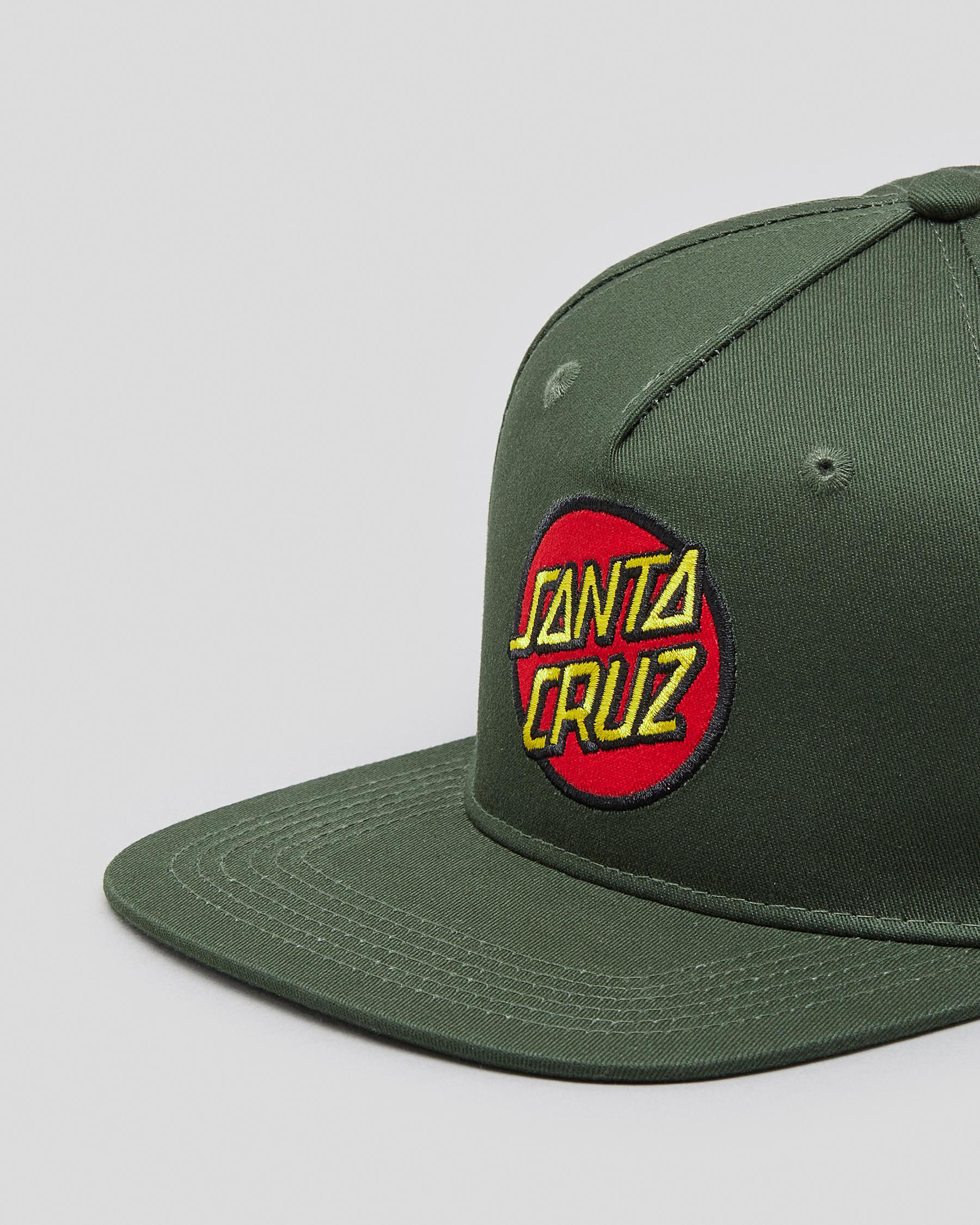 Shop Santa Cruz Classic Dot Patch Snapback Cap In Olive Green - Fast ...