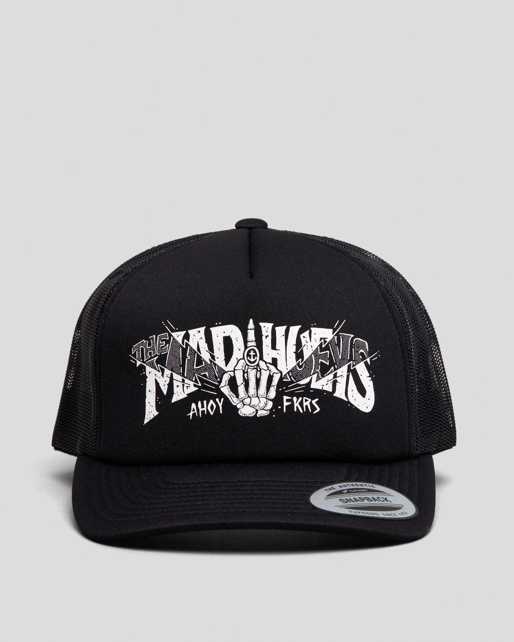 Shop The Mad Hueys Bones Ahoy Trucker Cap In Black - Fast Shipping ...