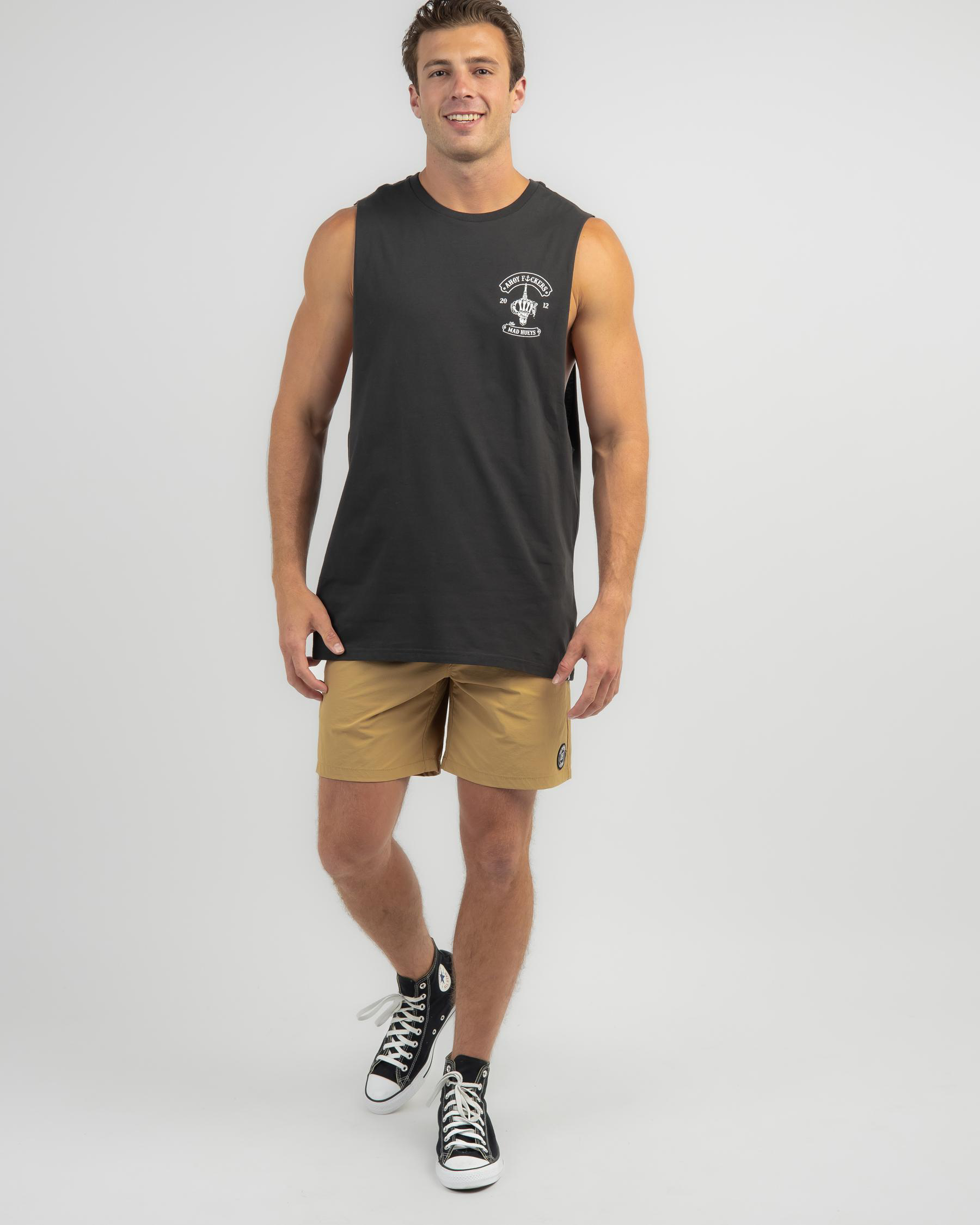 The Mad Hueys Ahoy Ahoy Fkr Muscle Tank In Vintage Black | City Beach ...