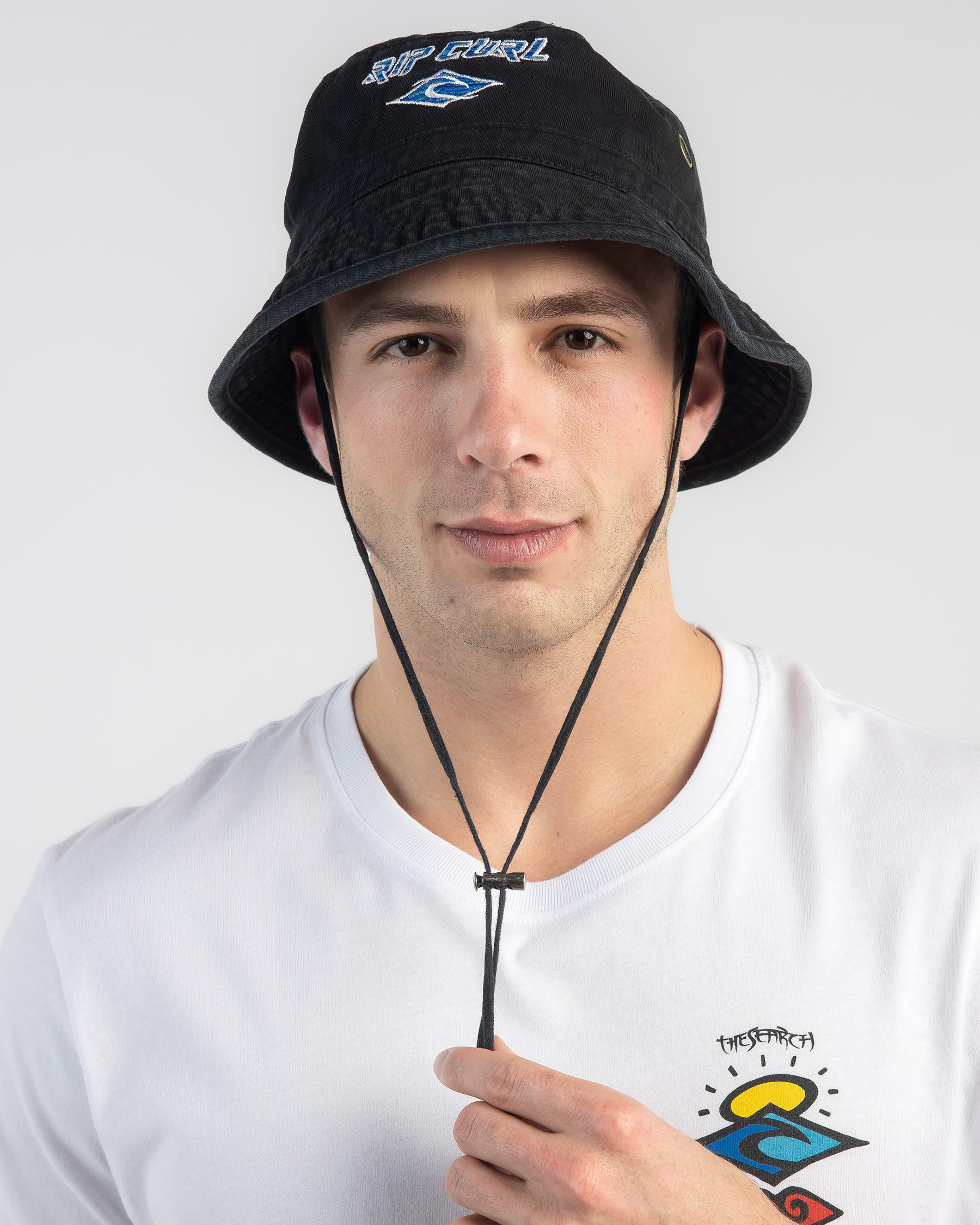 Shop Rip Curl Icons Mid Brim Hat In Washed Black - Fast Shipping & Easy ...