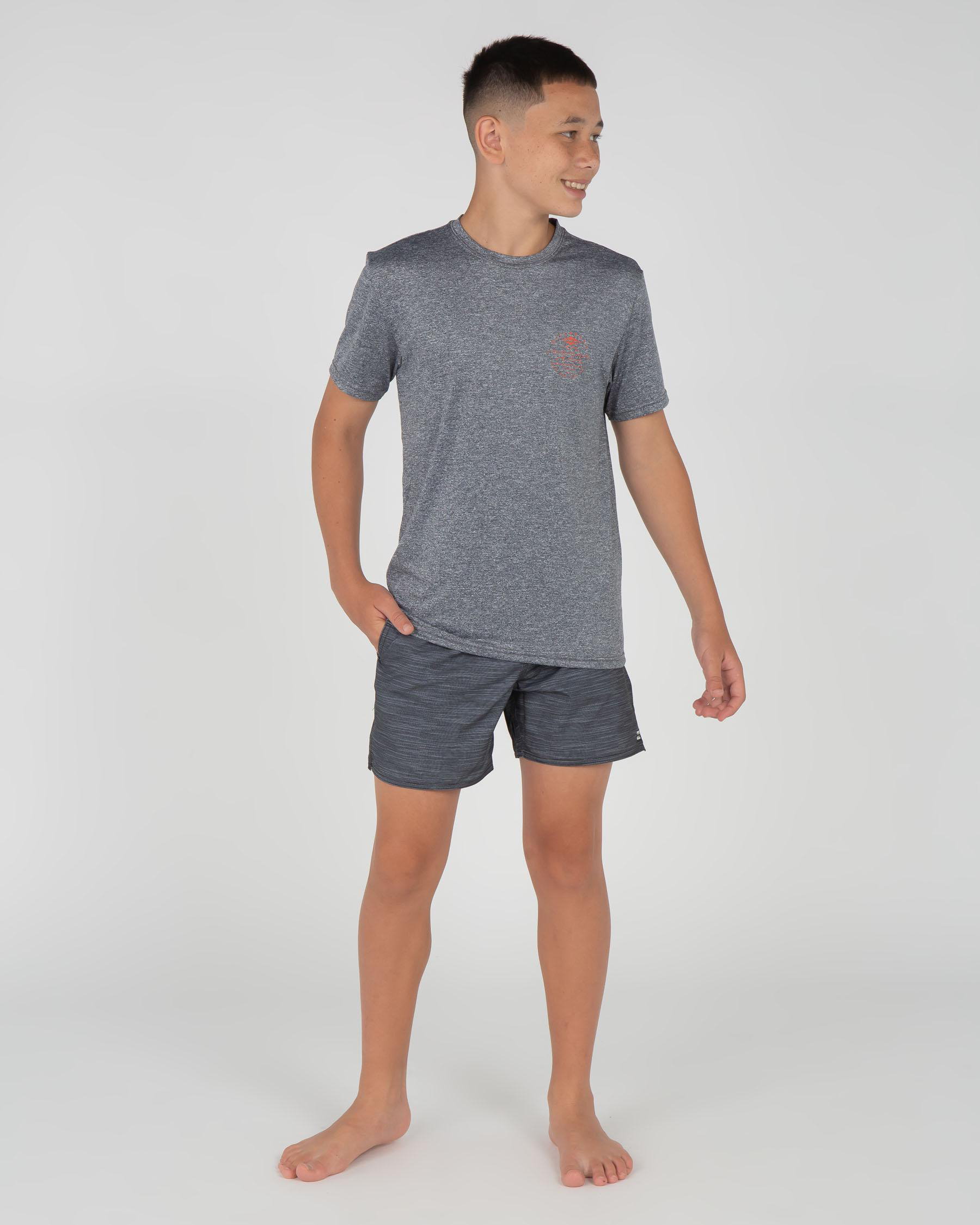 Shop Billabong Boys' Wavy Davy Short Sleeve Rash Vest In Light Grey Heather - Fast Shipping ...