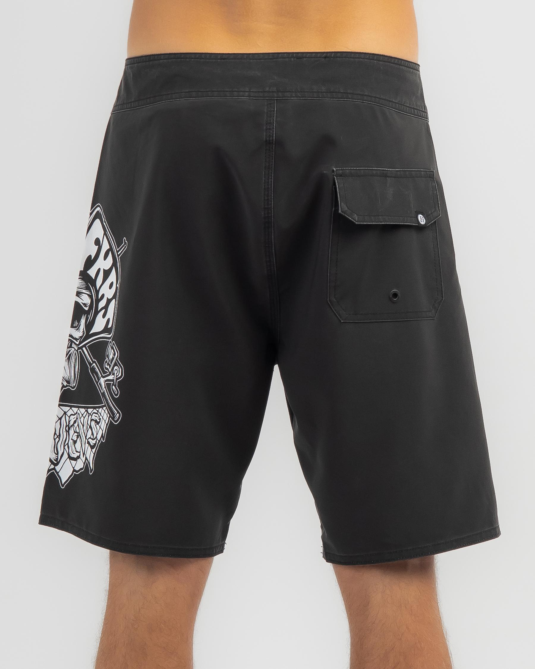Shop The Mad Hueys High Tide 19" Board Shorts In Black - Fast Shipping ...
