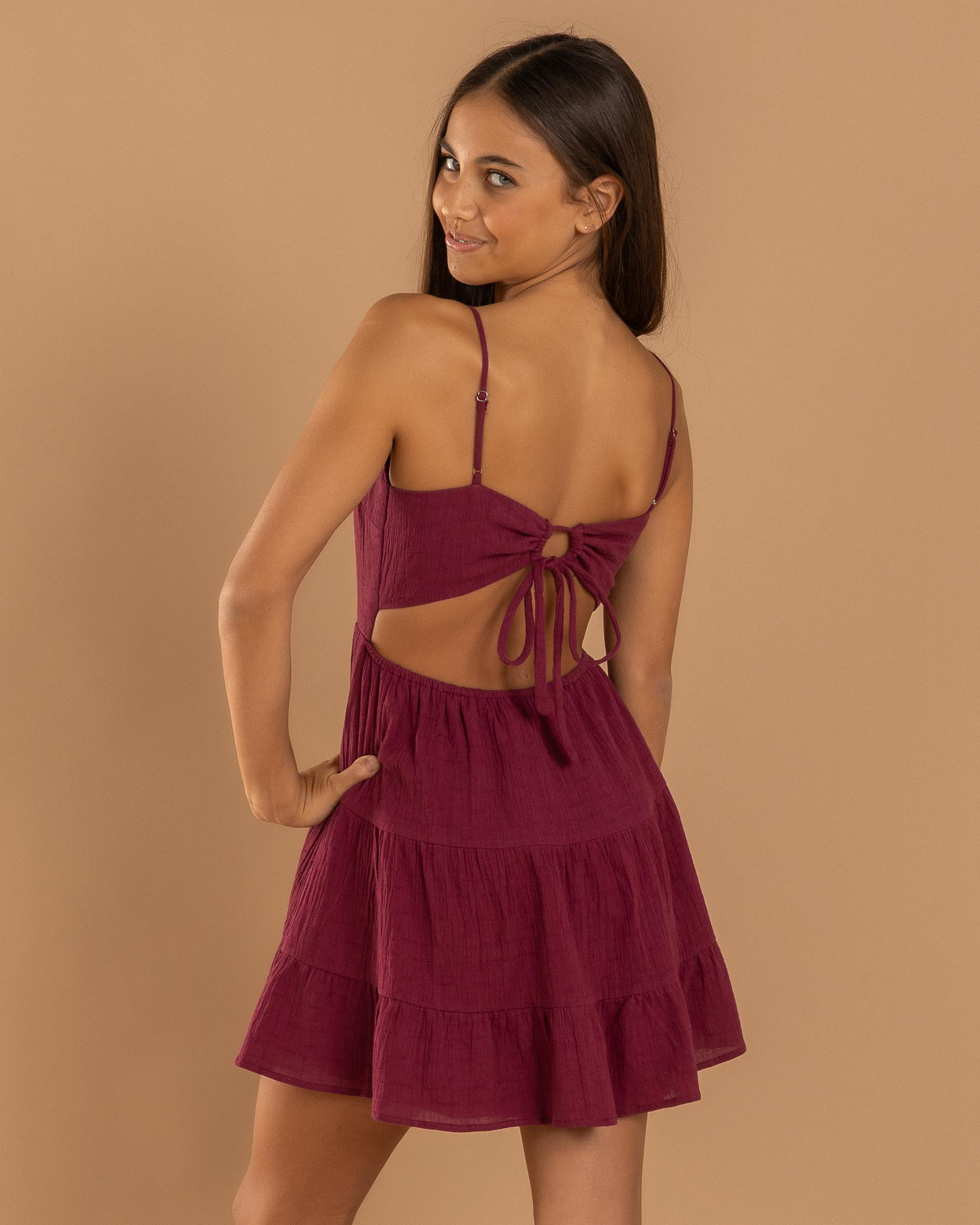 Shop Mooloola Girls' Tabetha Dress In Wine - Fast Shipping & Easy ...