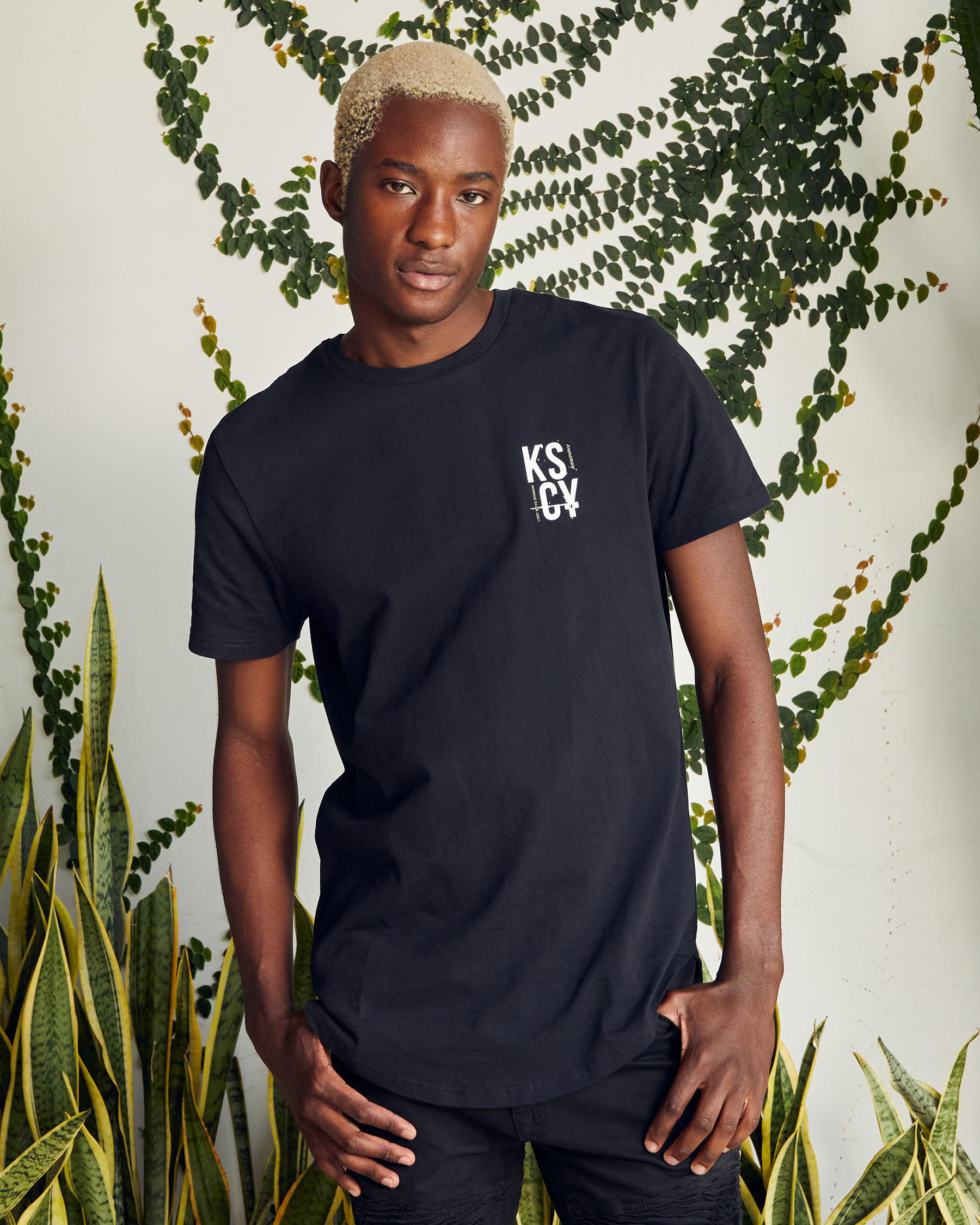 Shop Kiss Chacey Hearts Dual Curved T-Shirt In Jet Black - Fast ...