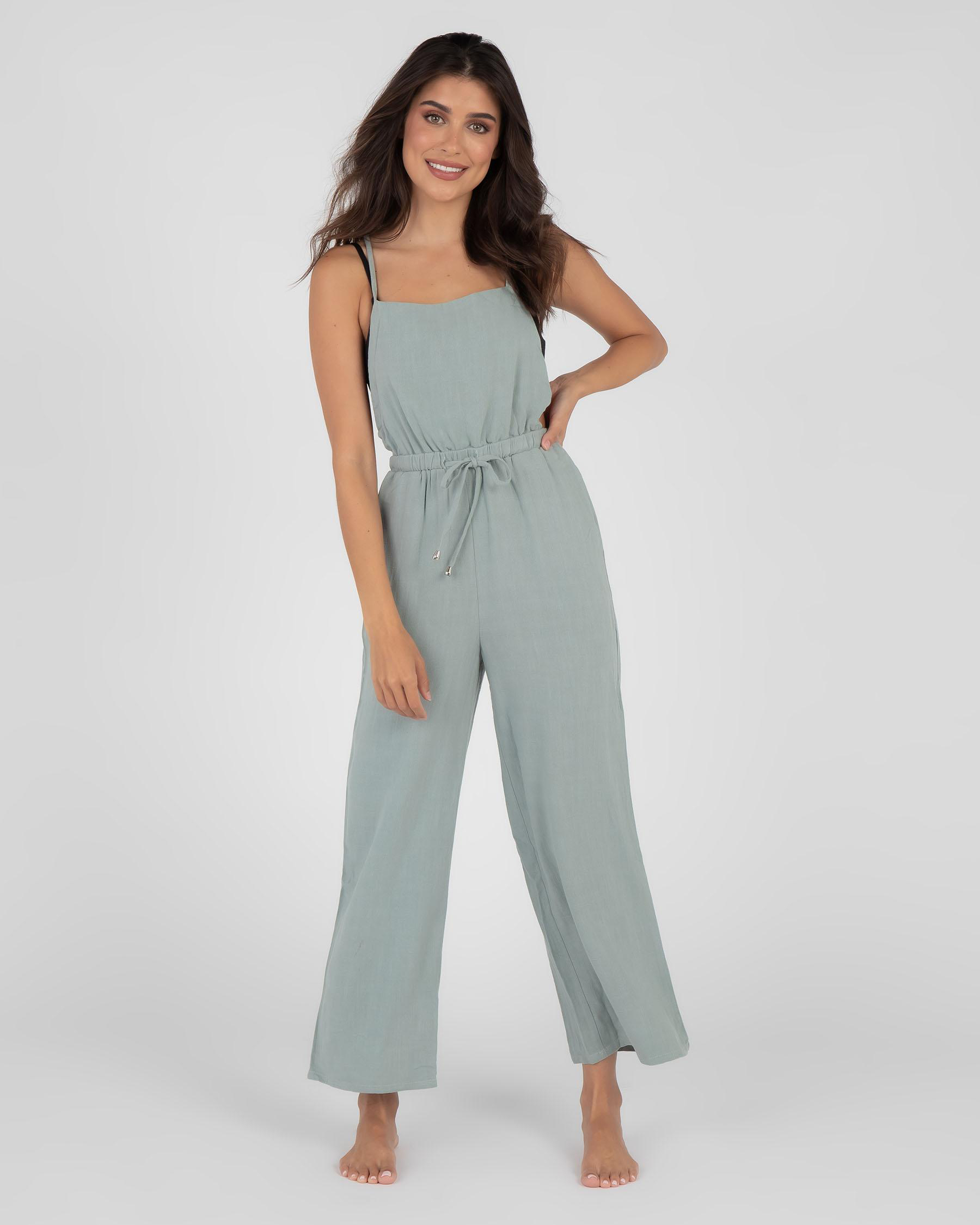 Shop Mooloola Fiesta Overalls In Sage - Fast Shipping & Easy Returns ...