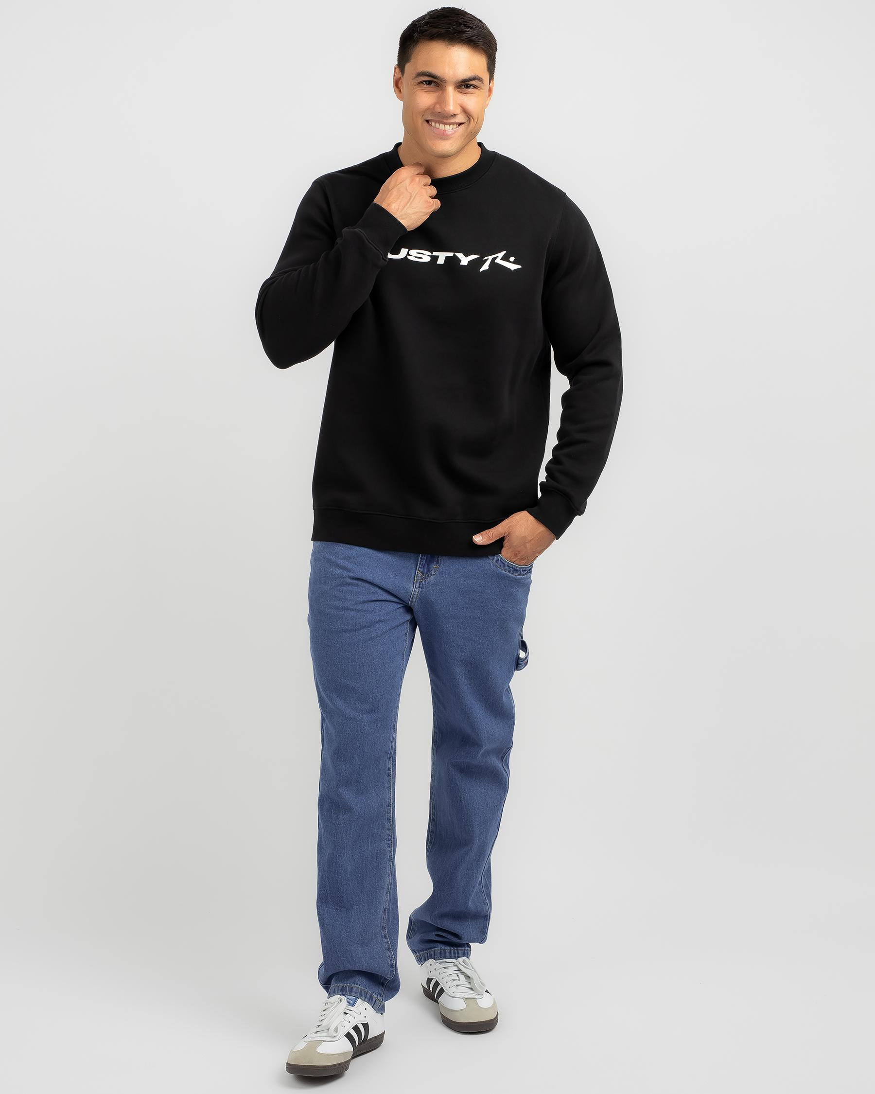 Shop Rusty Vital Crewneck Fleece In Black \ White - Fast Shipping ...