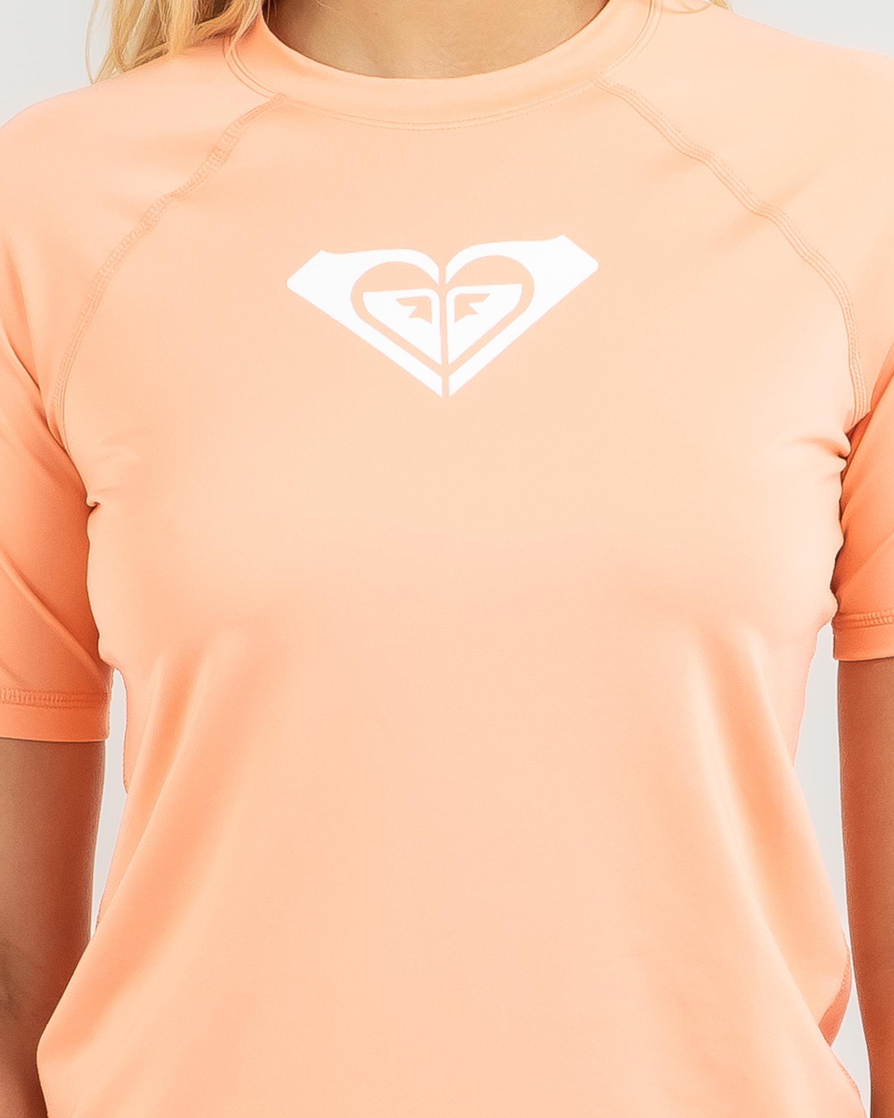 Roxy Beach Classics Short Sleeve Rash Vest In Papaya Punch - FREE ...