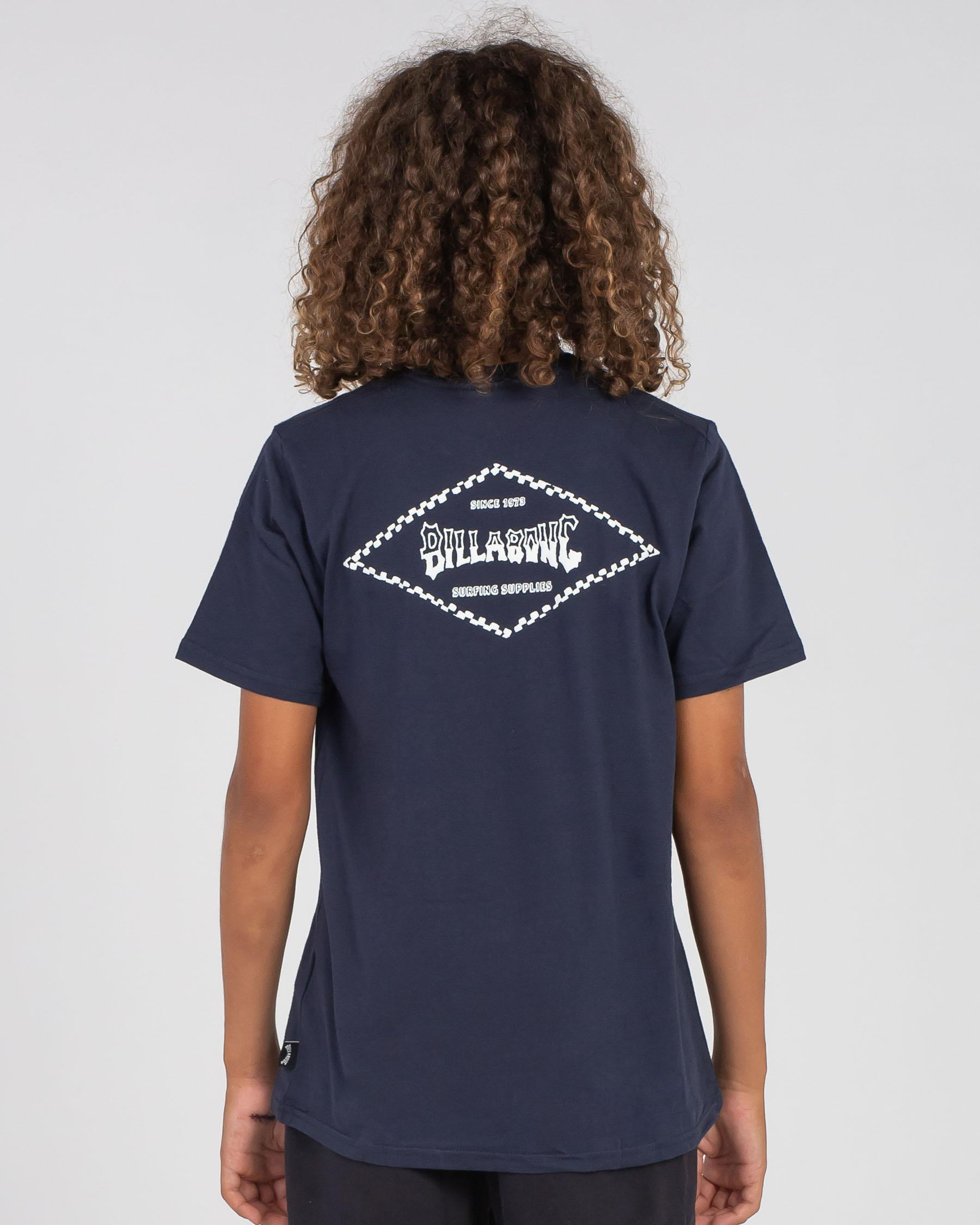Shop Billabong Boys' Checked Diamond T-Shirt In Navy - Fast Shipping ...