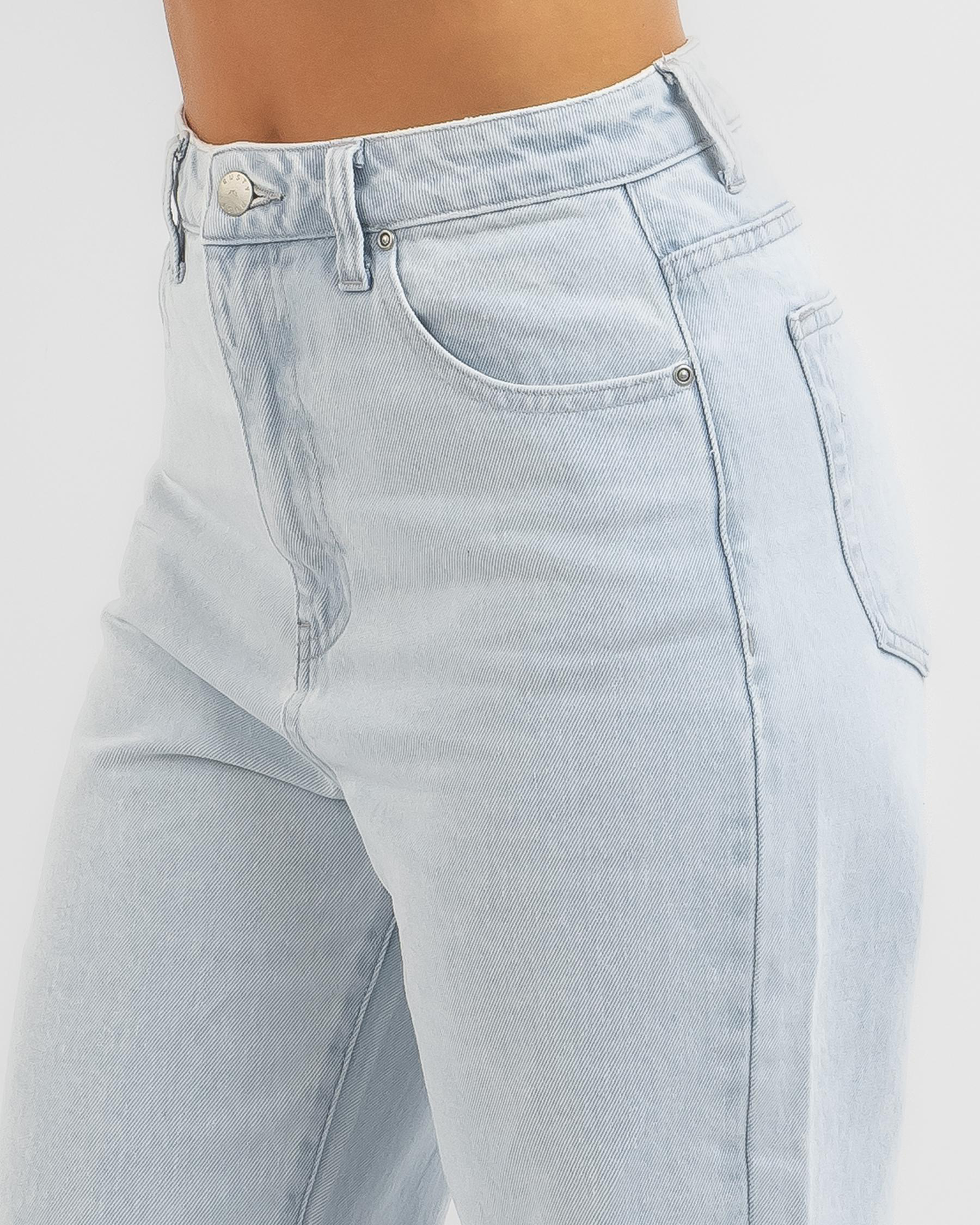 Shop Rusty High Wide Straight Leg Jeans In Aspen Blue - Fast Shipping ...