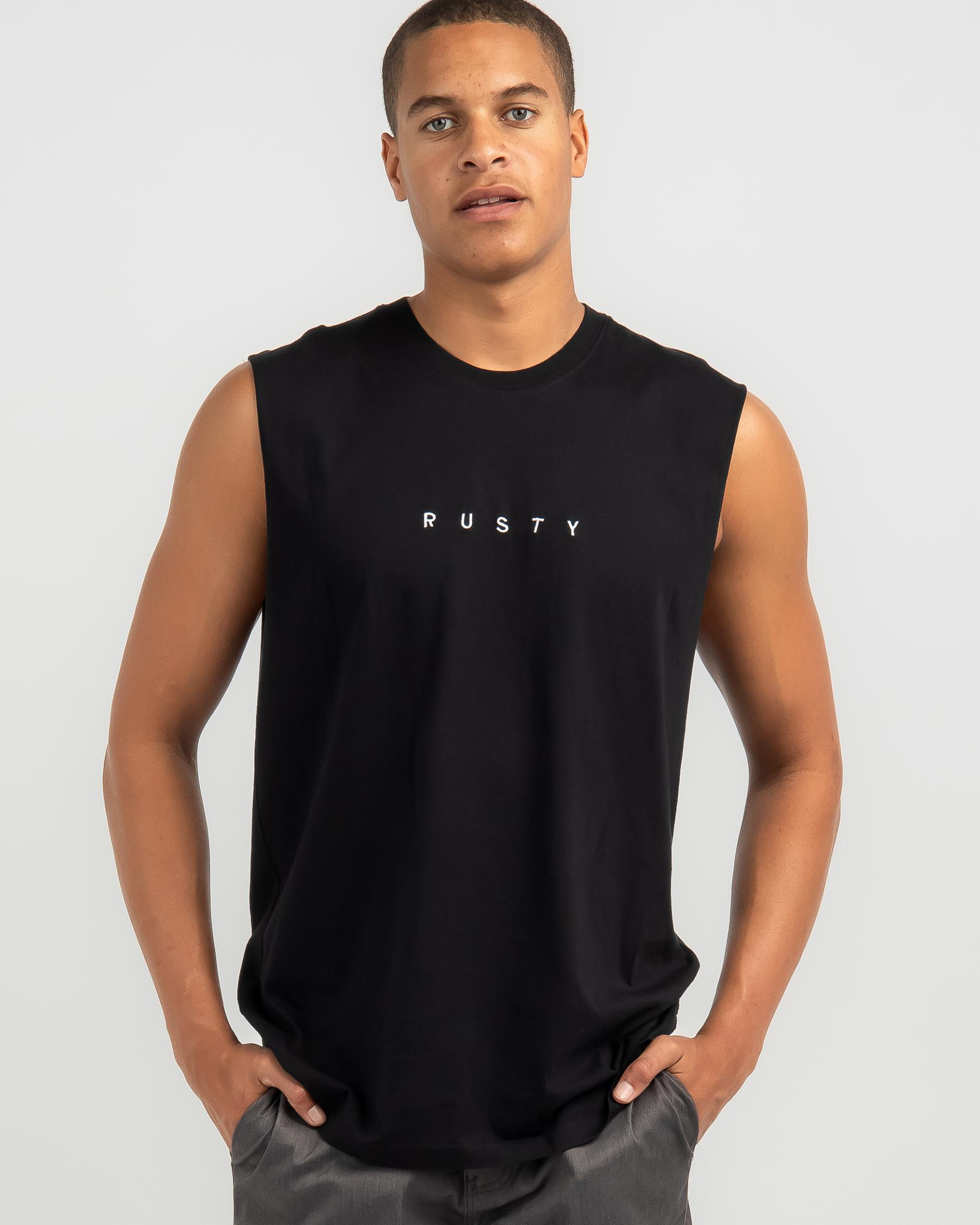 Shop Rusty Short Cut Muscle Tank In Black - Fast Shipping & Easy ...