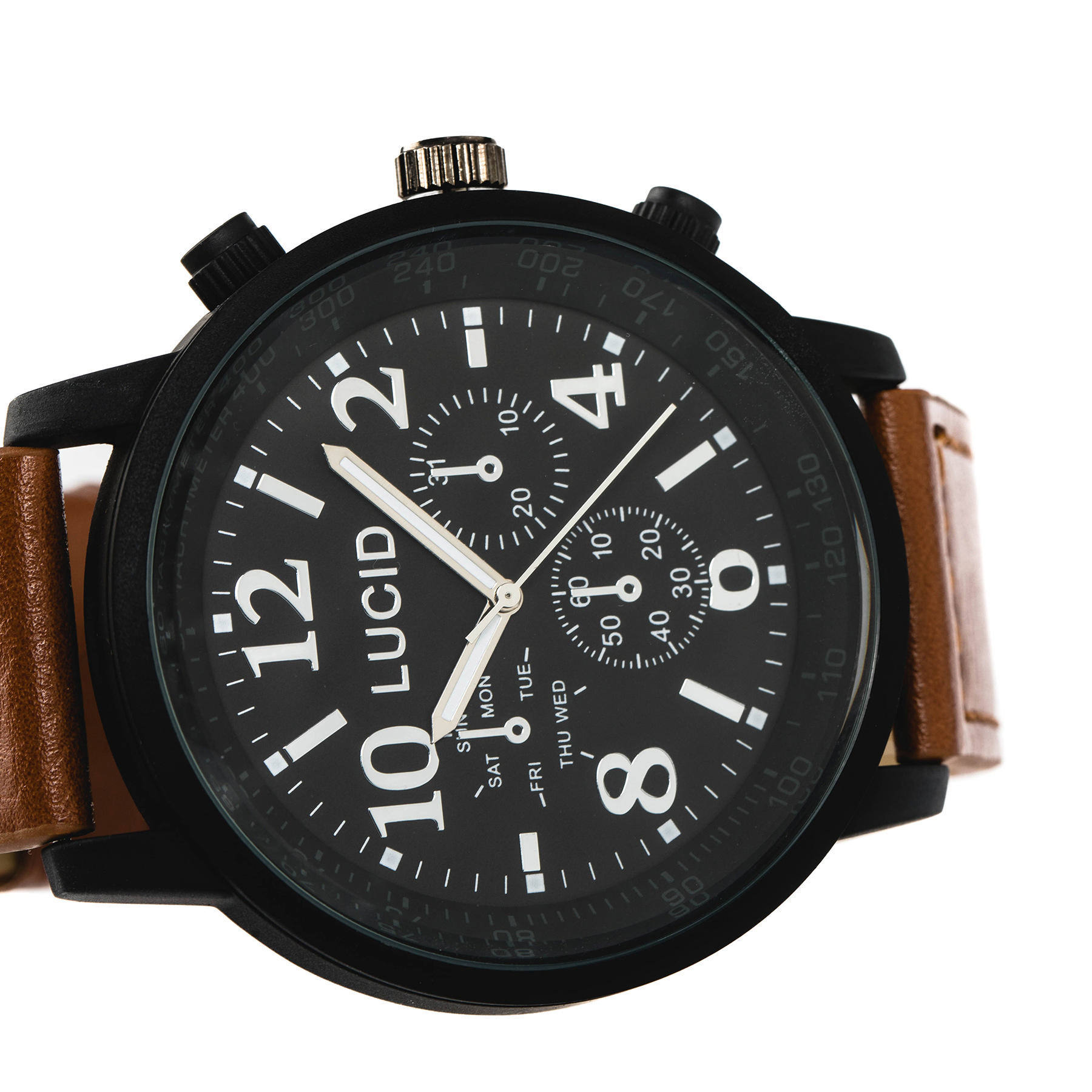 Shop Lucid Polaris Watch In Black/black/tan/white - Fast Shipping ...