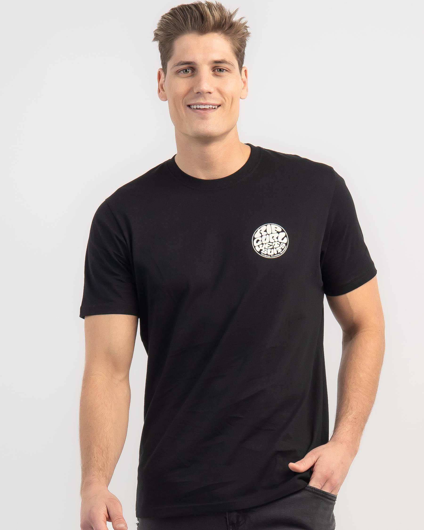 Shop Rip Curl Wetsuit Icon T-Shirt In Black - Fast Shipping & Easy ...