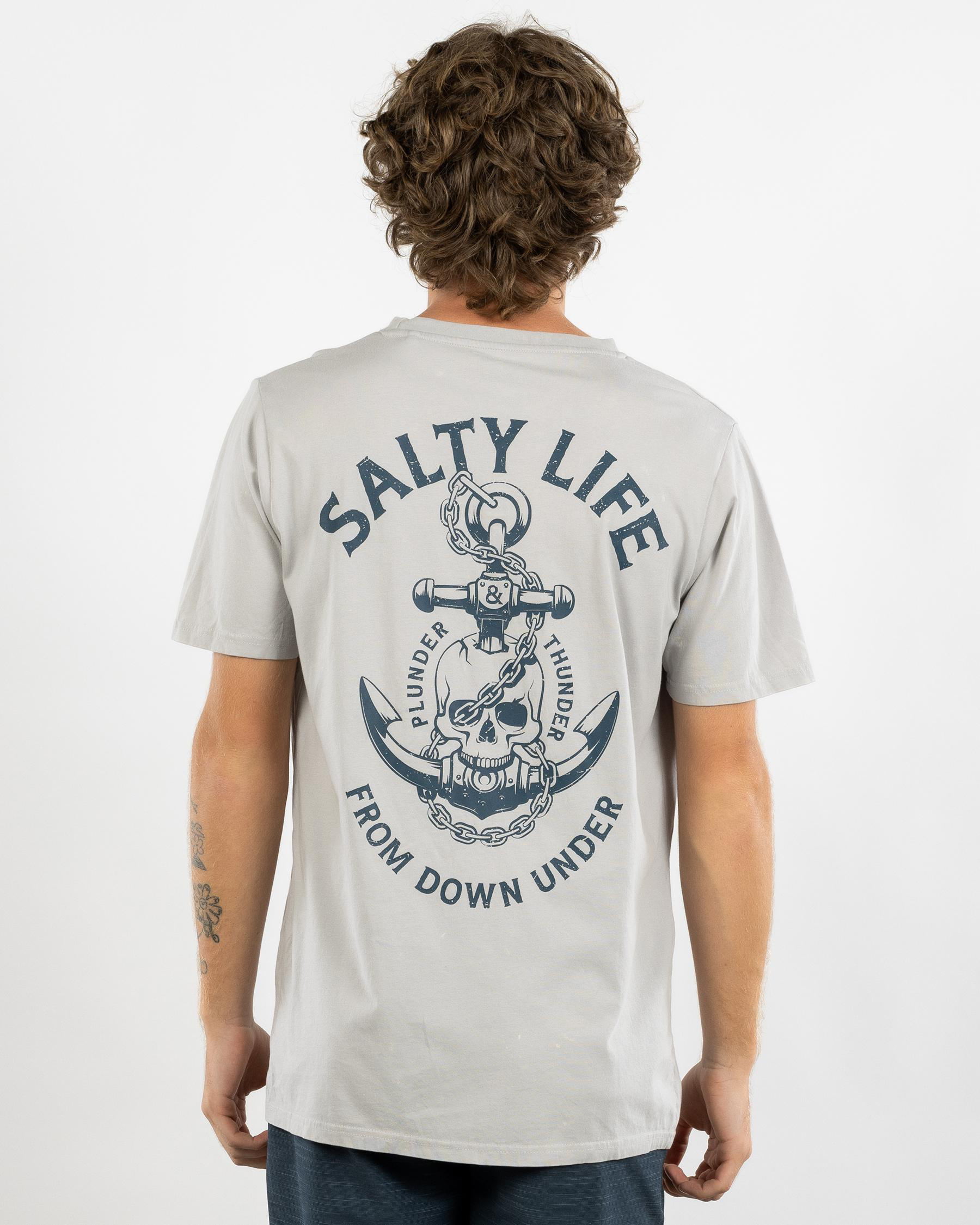 Shop Salty Life Plunder & Thunder T-Shirt In Light Grey Acid - Fast ...