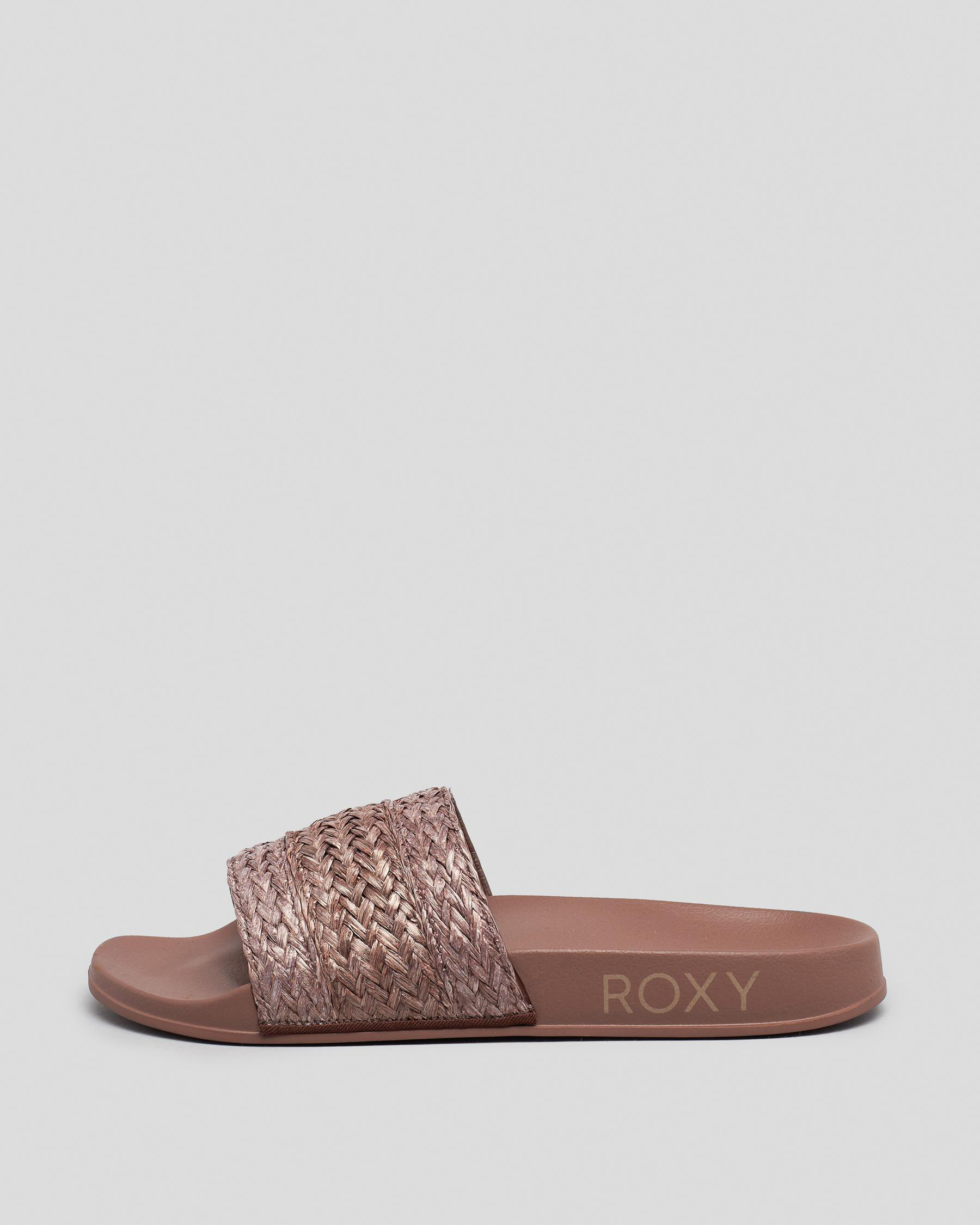 Shop Roxy Womens Roxy Slippy Jute Slide Sandals In Chocolate - Fast ...