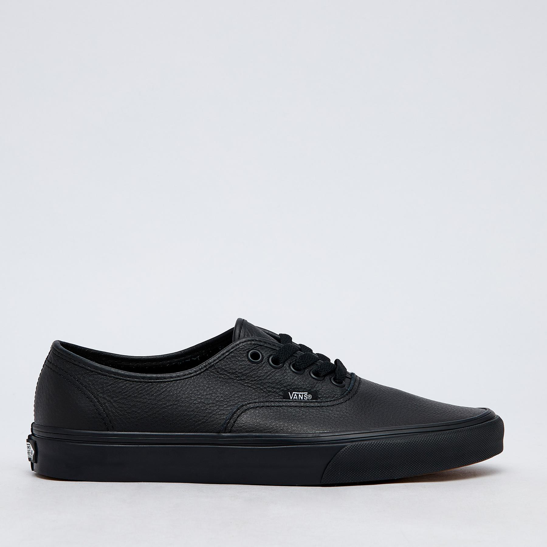Shop Vans Authentic Leather BTS Shoes In Black/black - Fast Shipping ...
