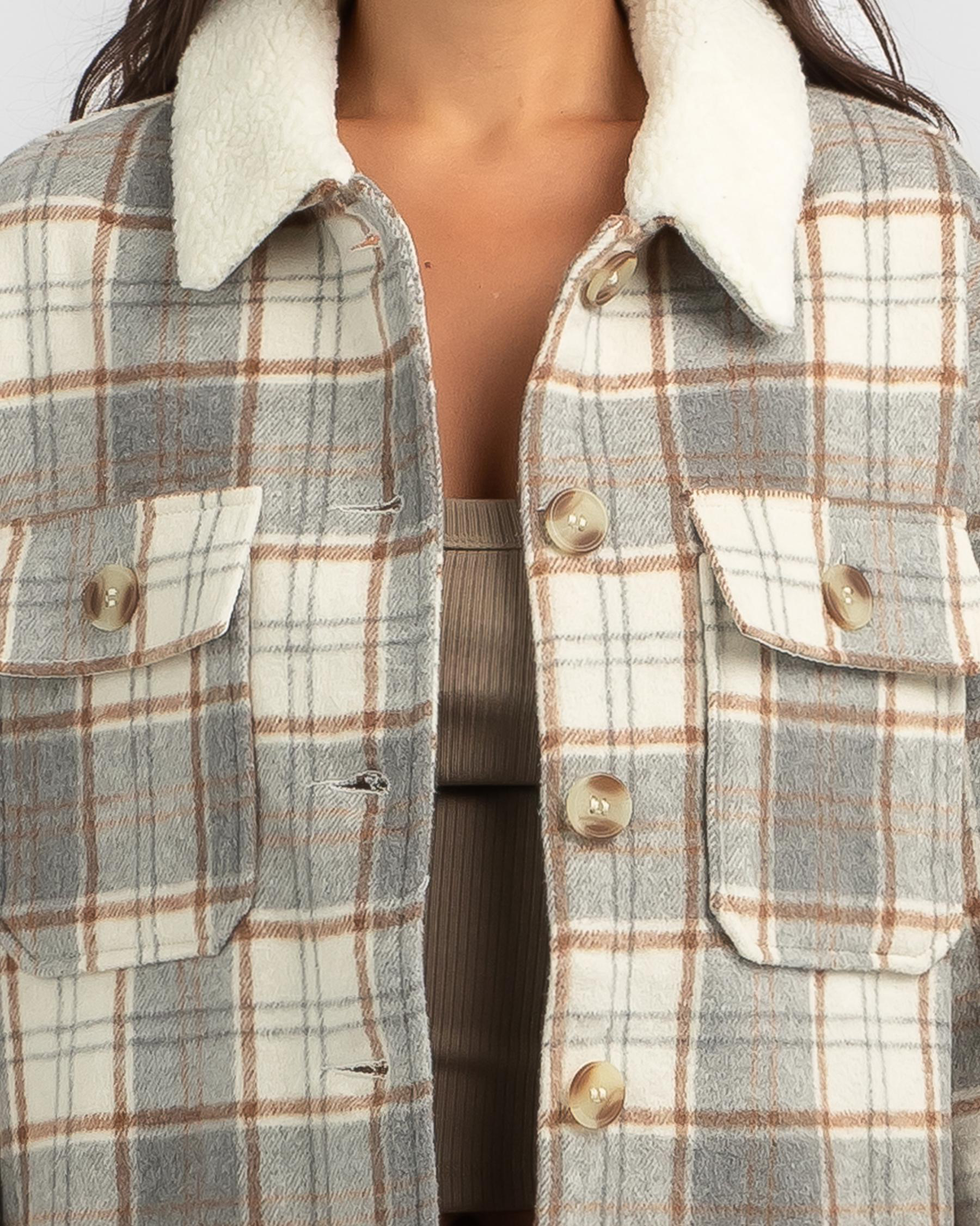 Shop Ava And Ever Bobbie Shacket In Cream/grey-tan - Fast Shipping ...
