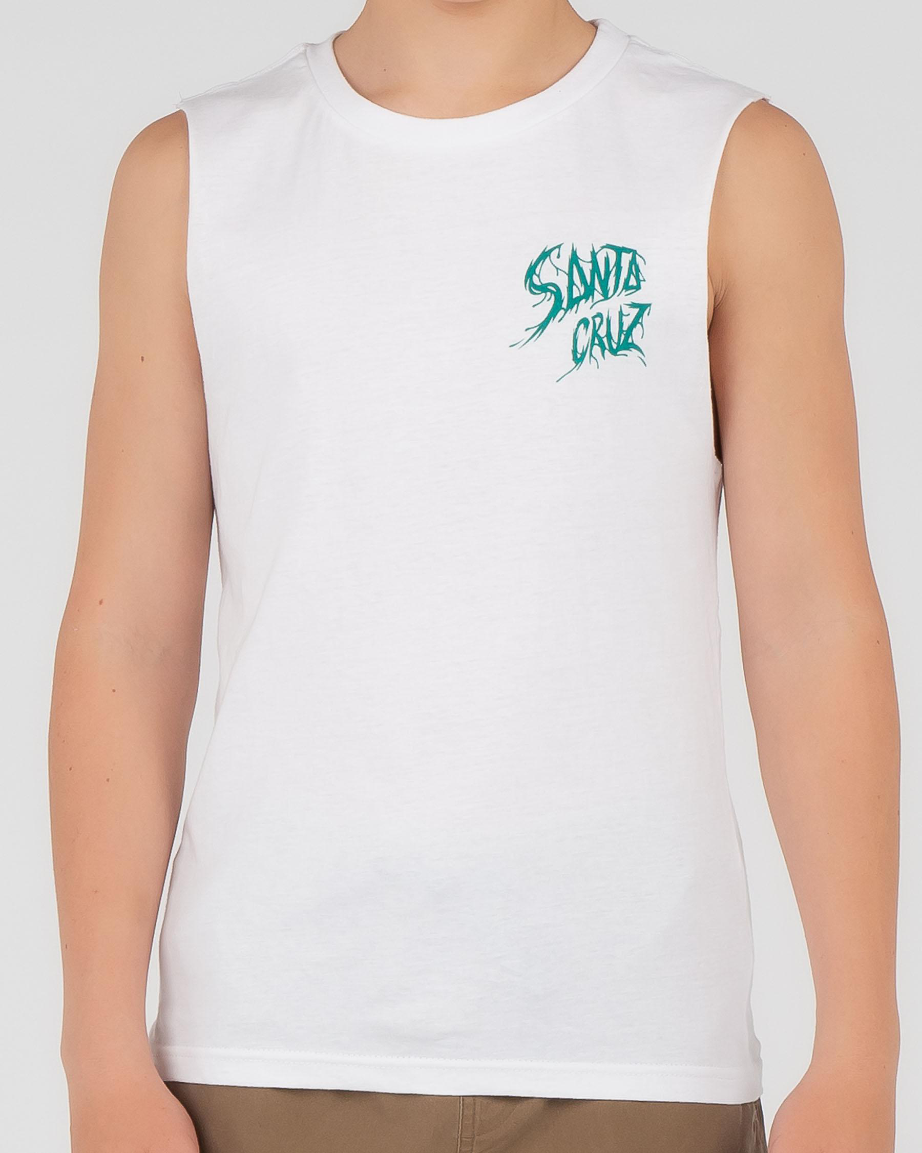 Shop Santa Cruz Boys' Wolf Slasher Muscle Tank In White - Fast Shipping ...
