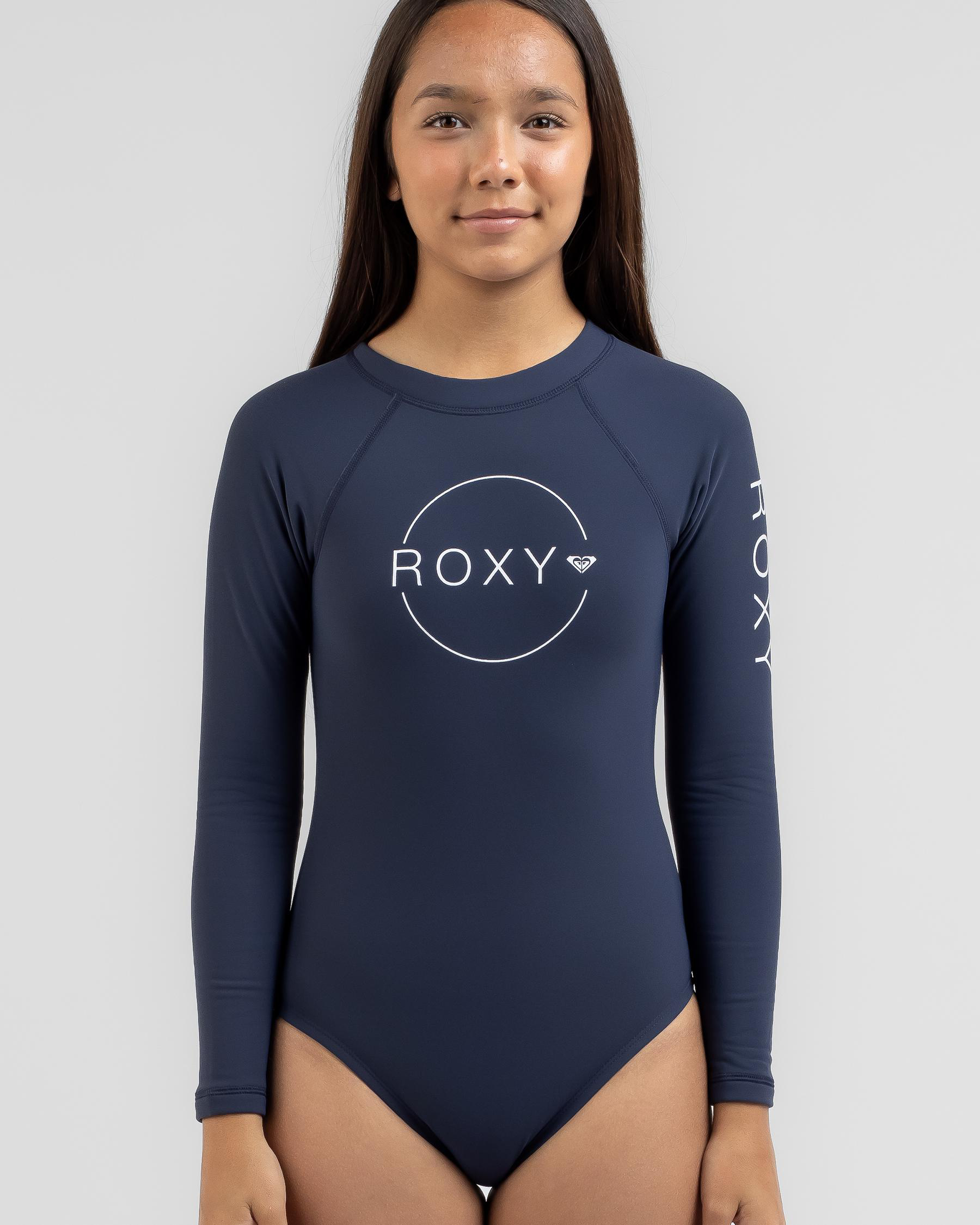 Shop Roxy Girls' Heater Long Sleeve Surfsuit In Mood Indigo - Fast ...