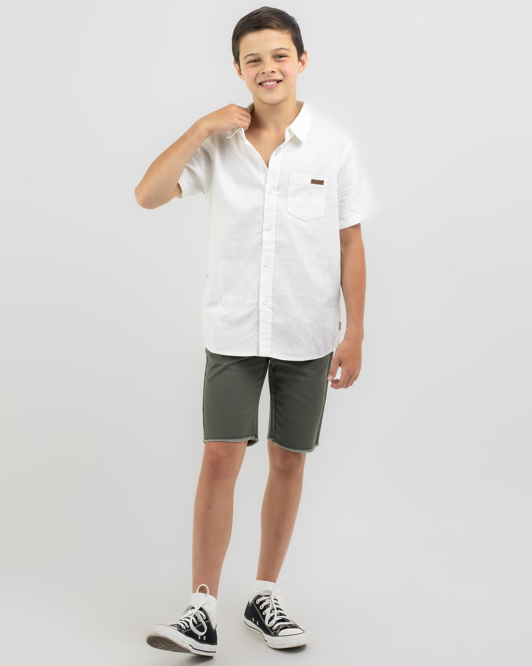 Skylark Boys' Hemp Short Sleeve Shirt In White | City Beach Australia