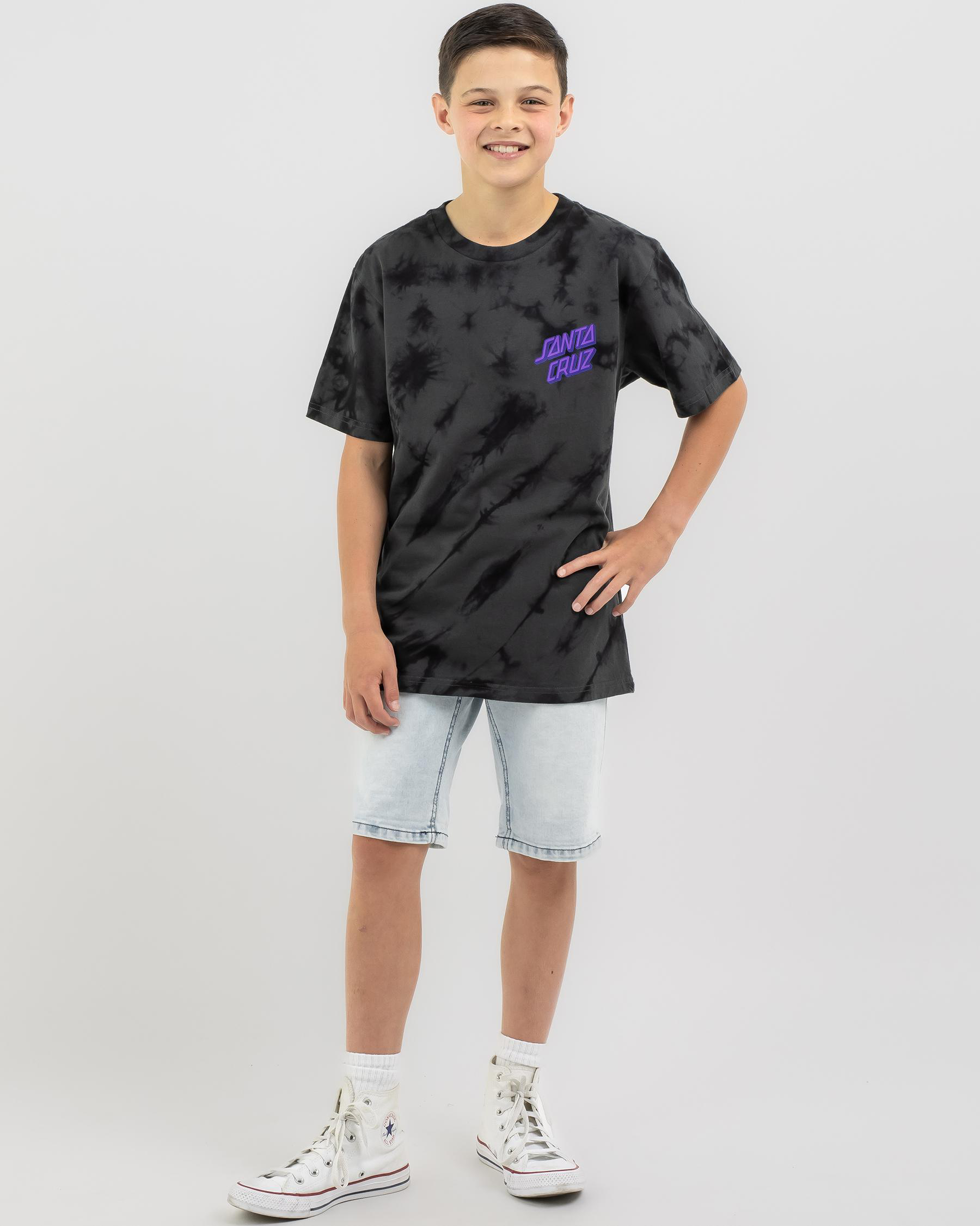 Shop Santa Cruz Boys' Inferno Stacked Strip Dot T-Shirt In Black - Fast ...