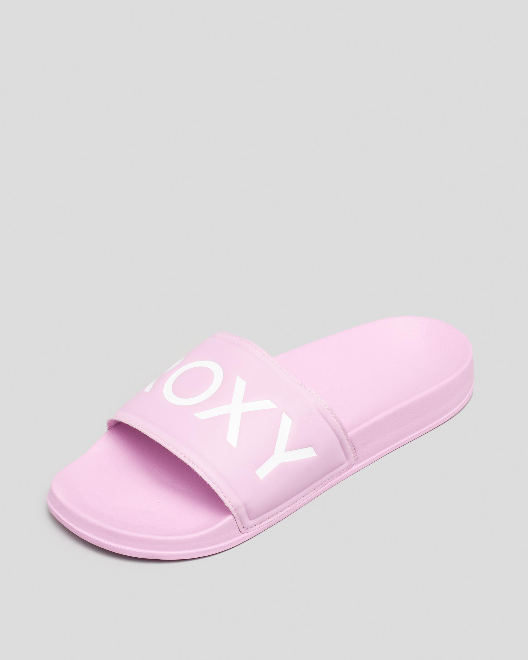 Shop Roxy Womens Roxy Slippy Slide Sandals In White/lilac - Fast ...