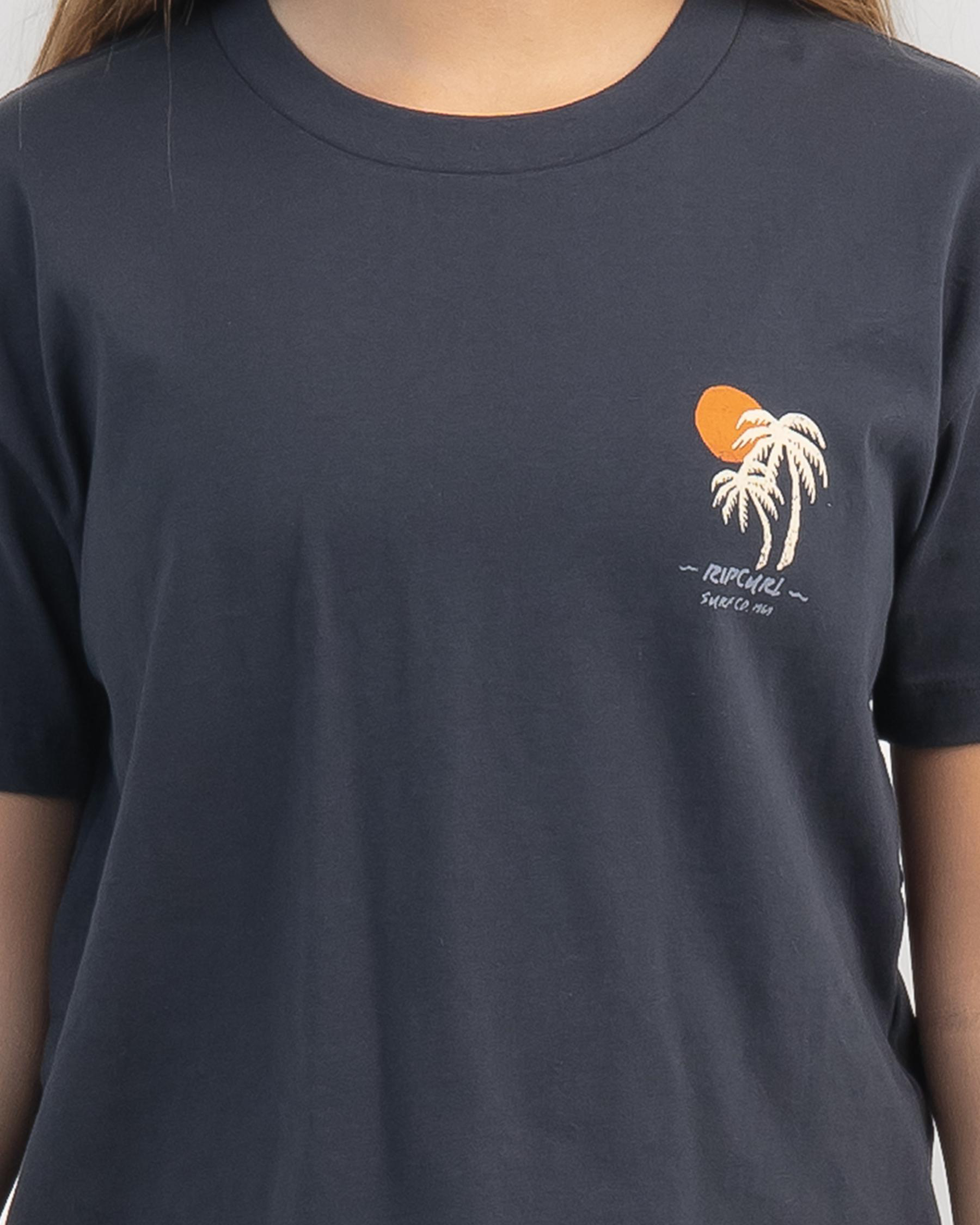 Shop Rip Curl Girls' Tropic Sun Cropped T-Shirt In Navy - Fast Shipping ...